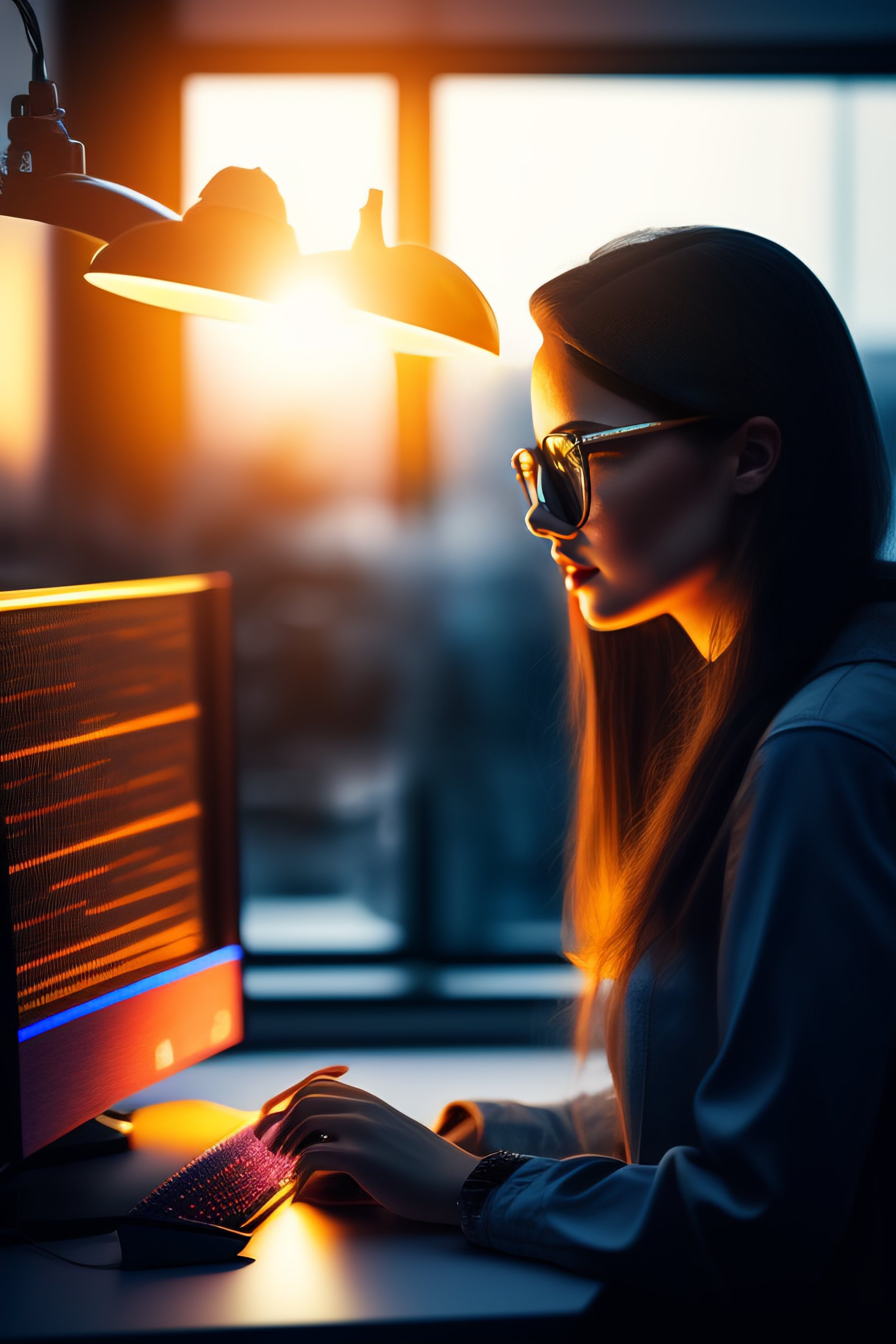 Lexica - A nerdy girl is programming at a computer in a room full of ...