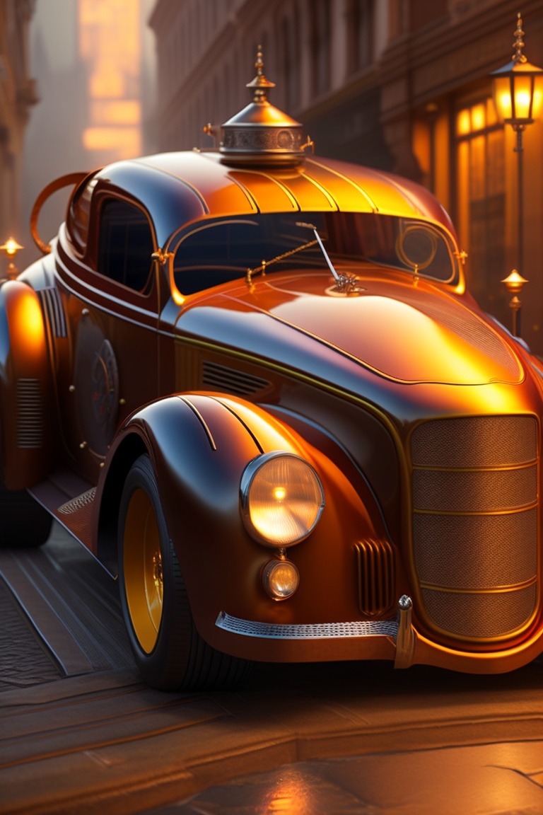 Lexica - Steampunk sports car, Widescreen (16:9), key lighting, soft ...