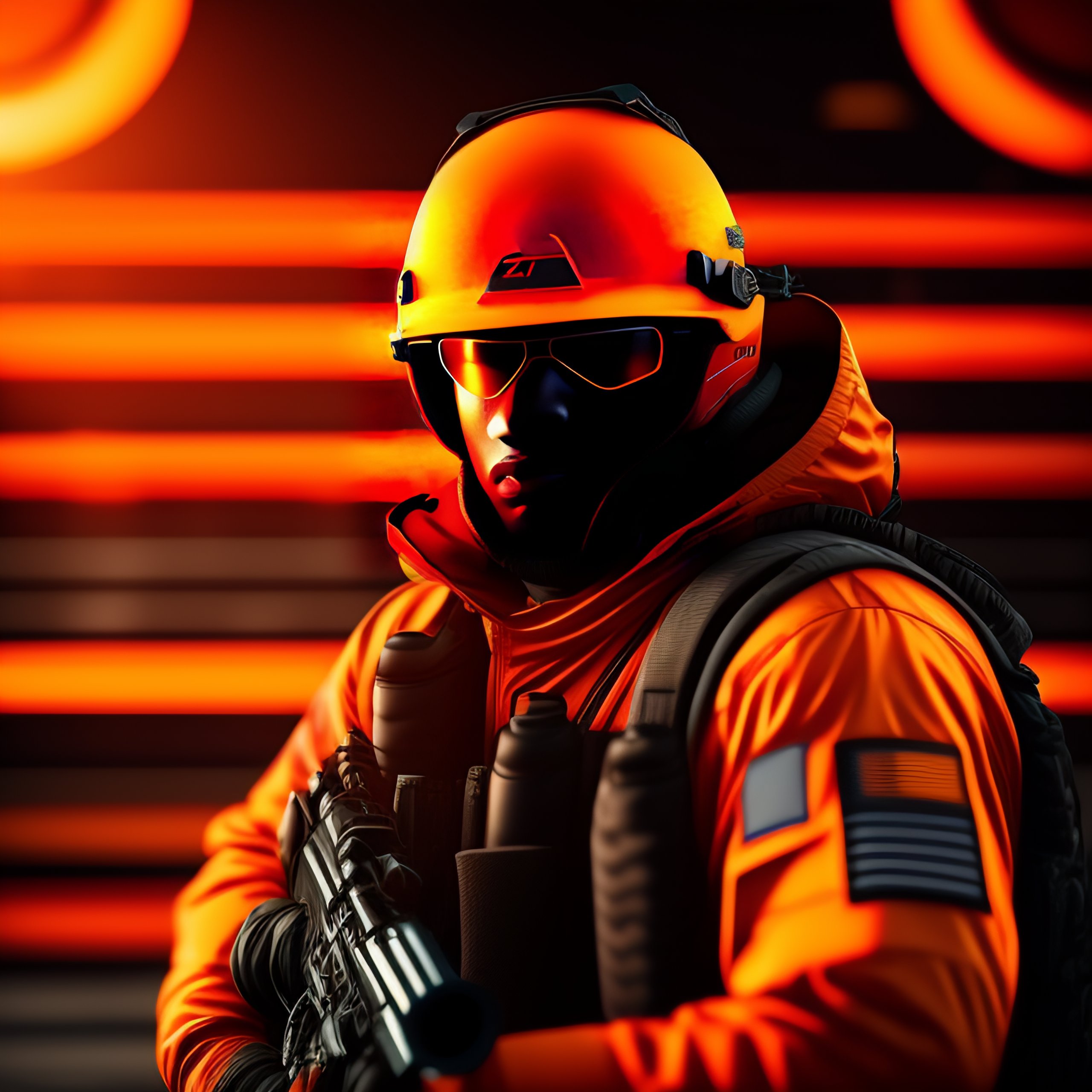 Lexica - CS-GO man anti-terrorist skin, hollographic orange details ...