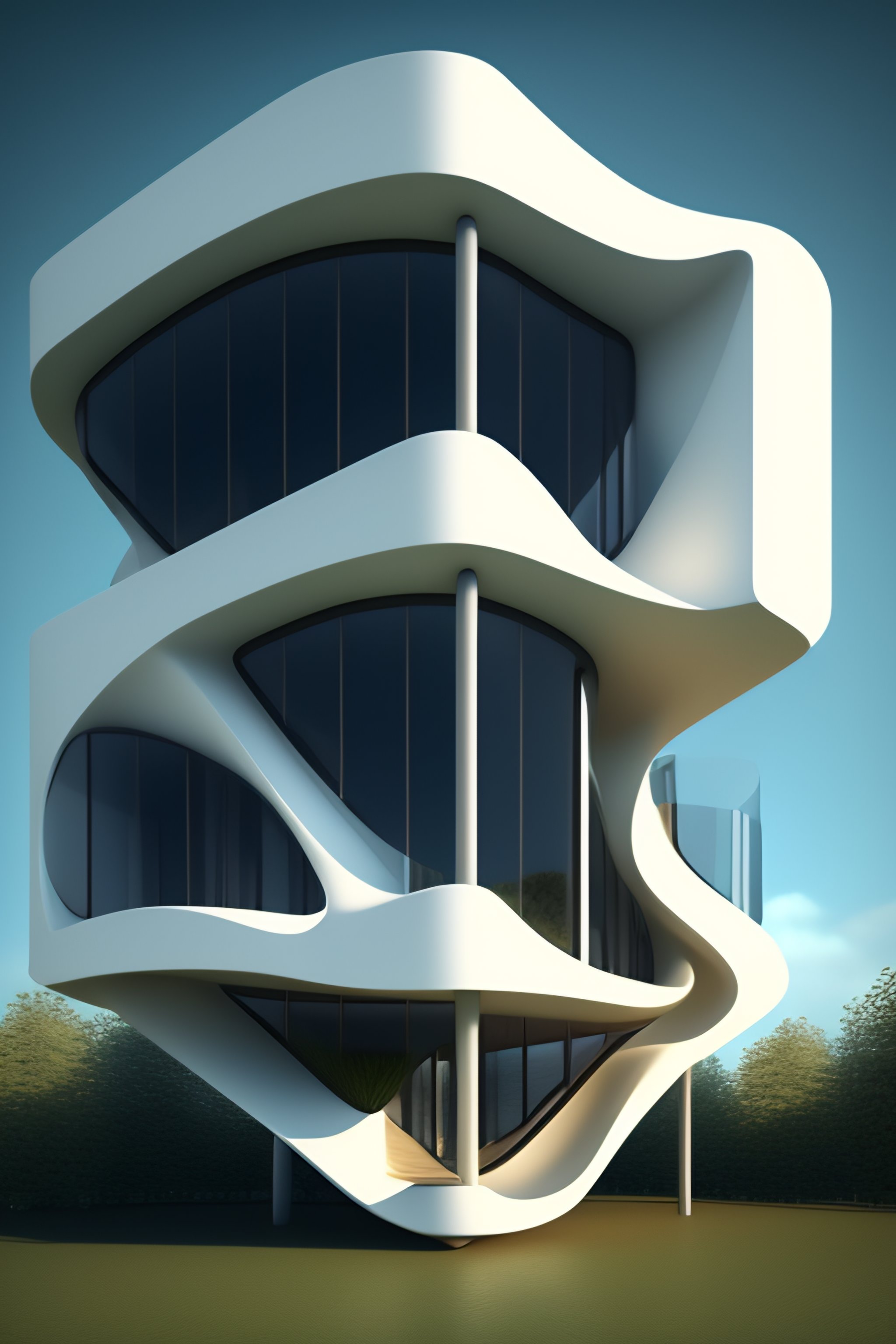 Lexica - Organic house next to the lake, zaha hadid, parametric, organic, render, 8k ...