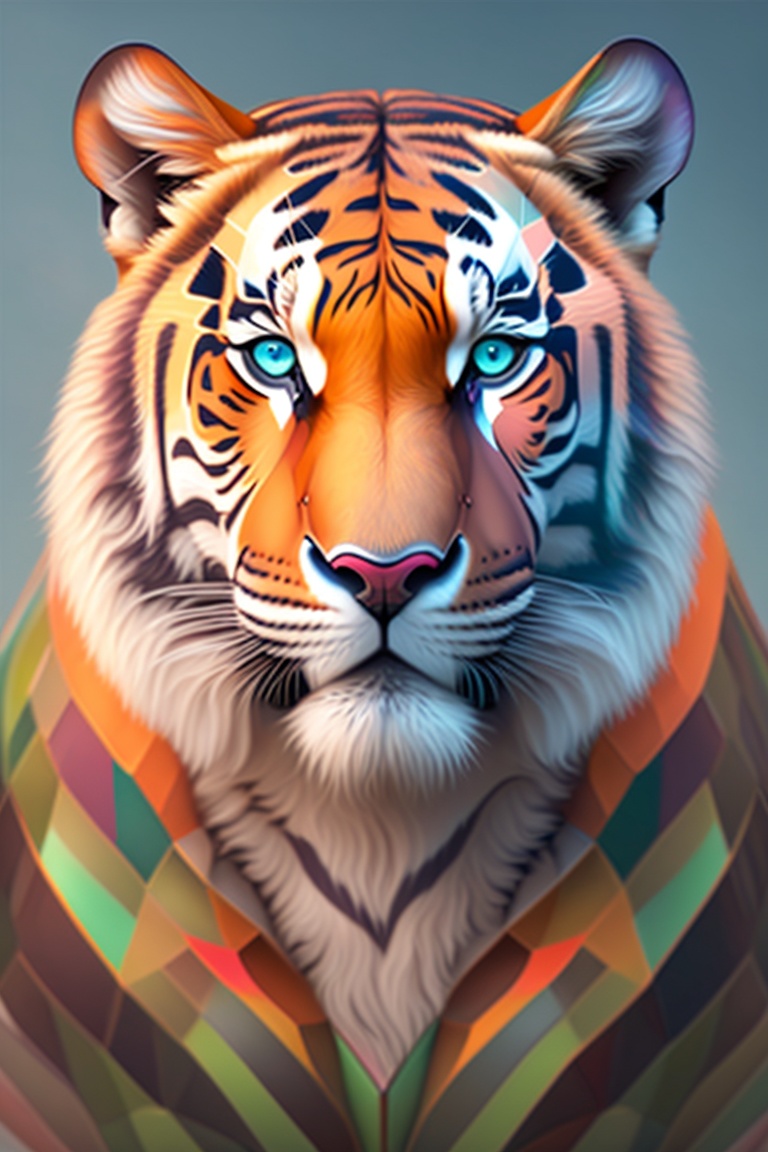 Lexica - Tiger, multicolor, mandala body, mandala face