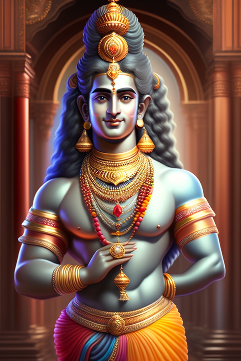 Lexica - Shree krishna, indian god, with fluit, realistic