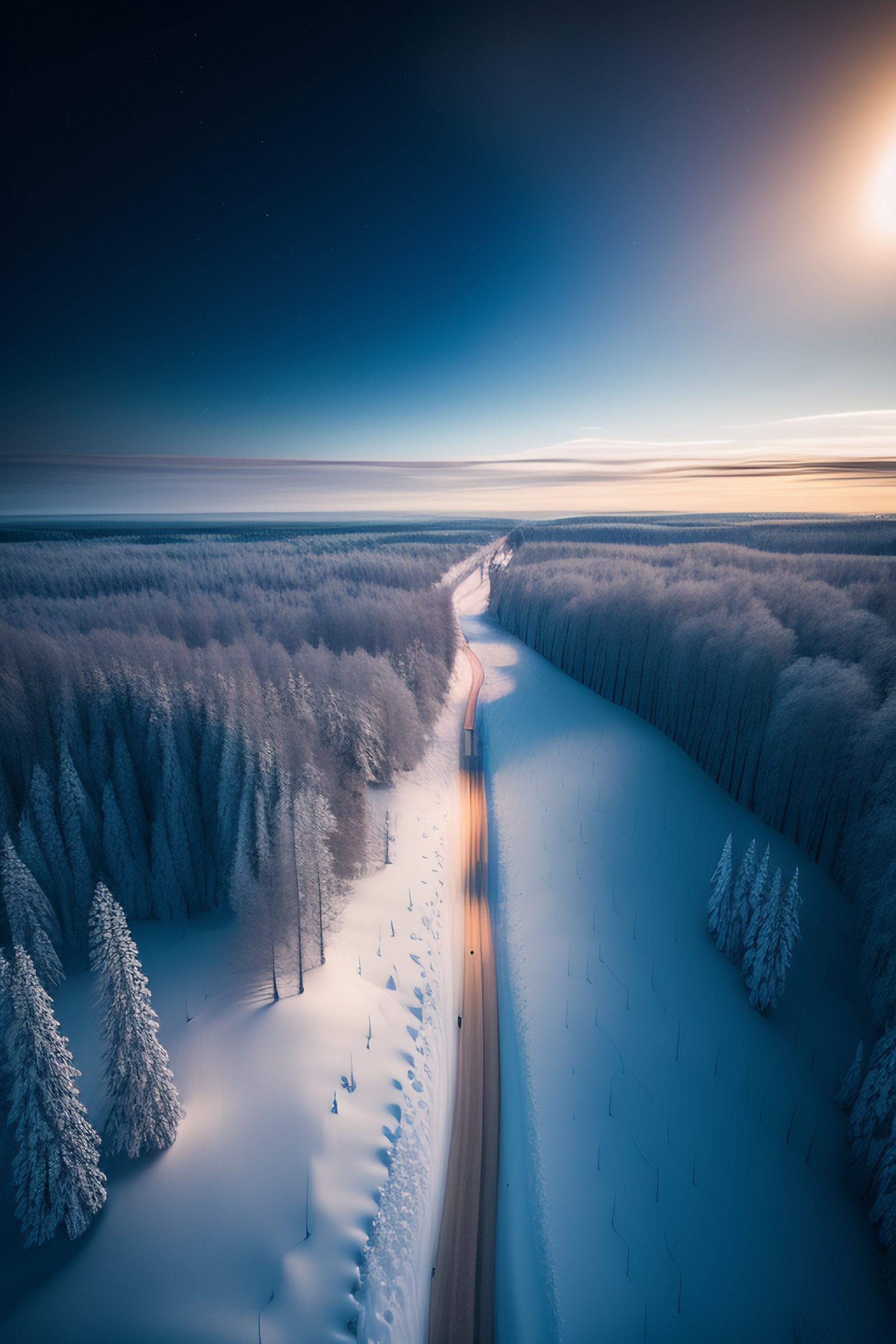 Lexica - Wavy road through a snowy forest. It snows, it's December ...
