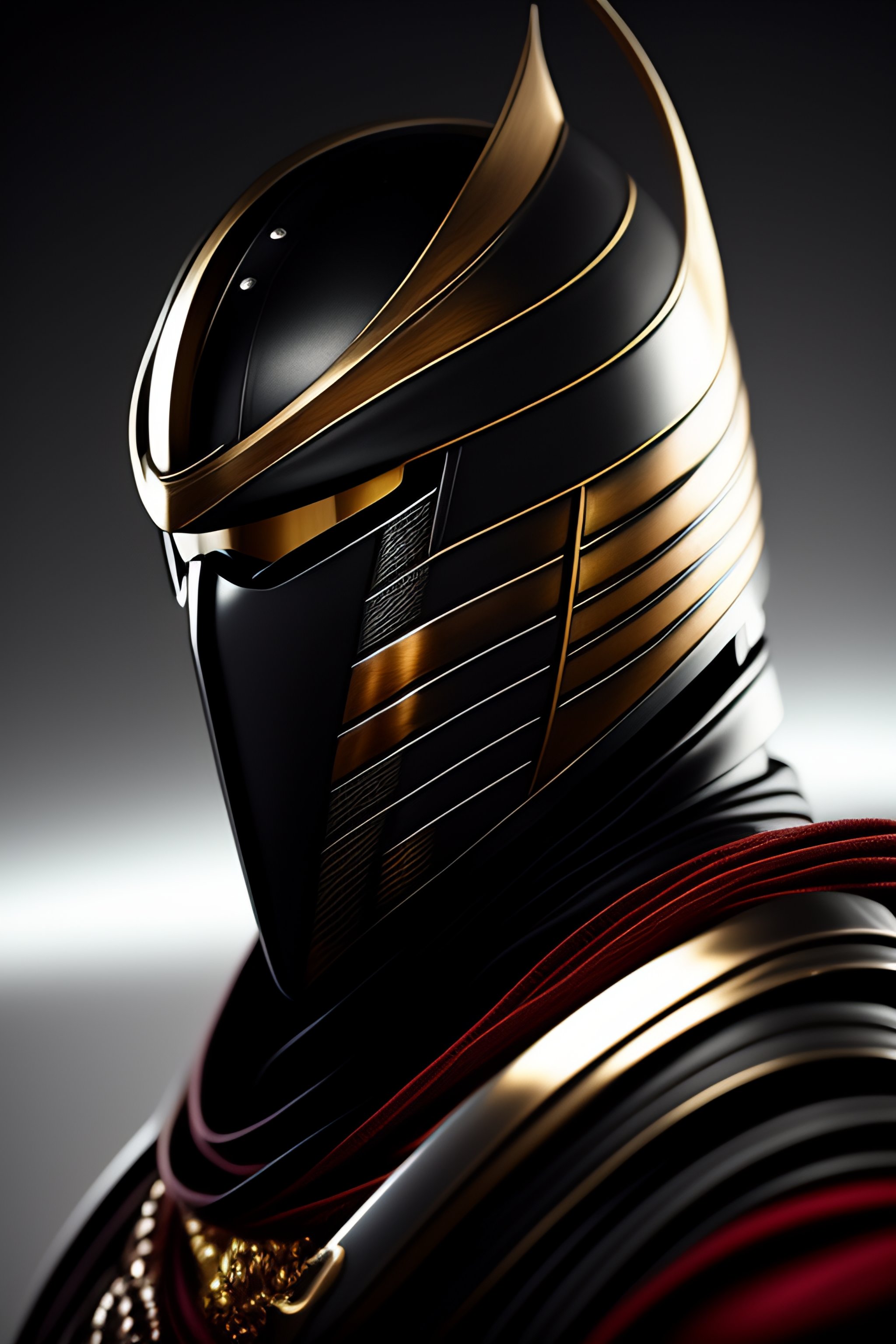 Lexica - Art brush style male cyborg ninja greek helmet long katana