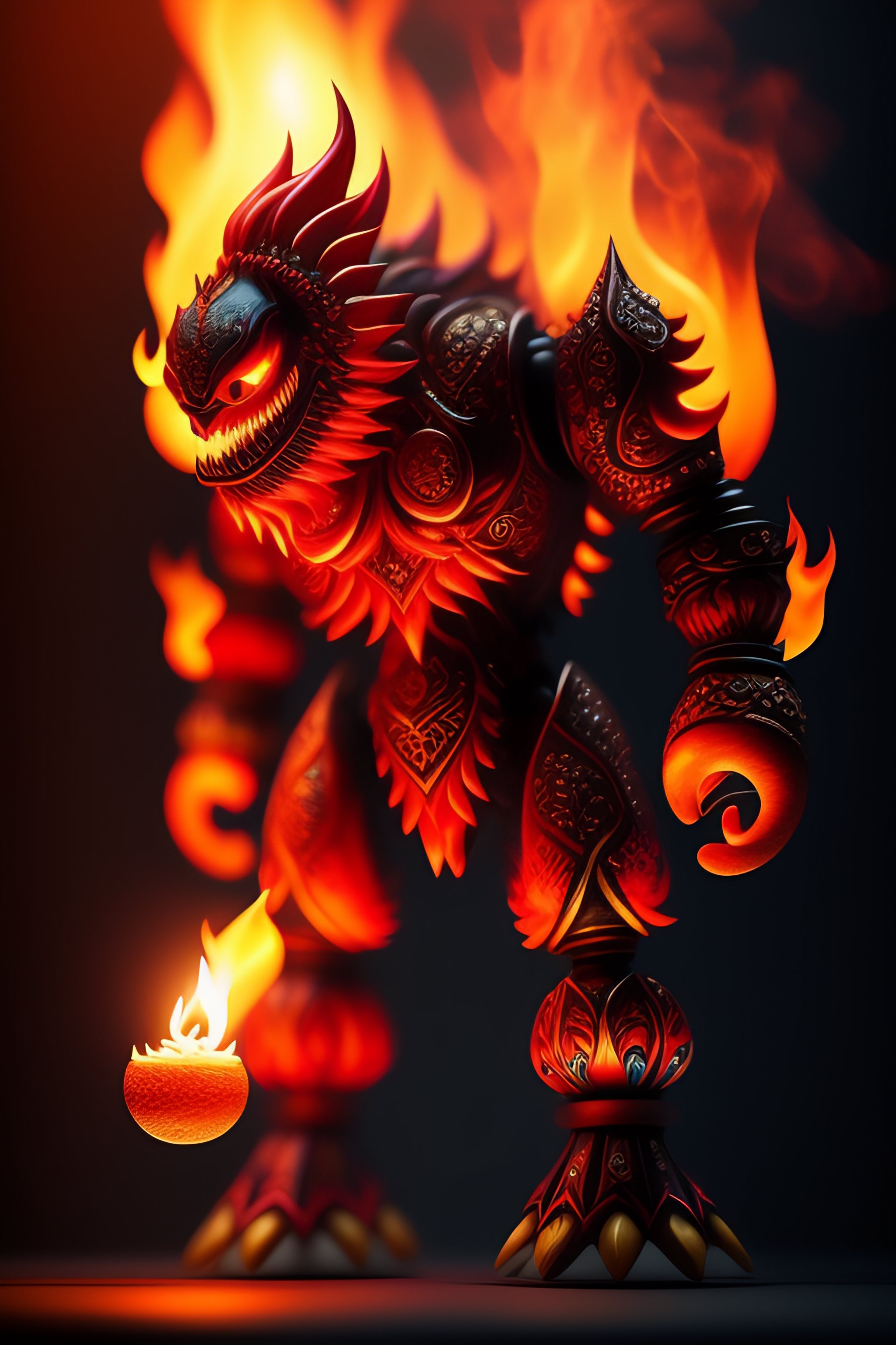 Lexica - Flame antropomorphic monster shaped as marionette, flames ...