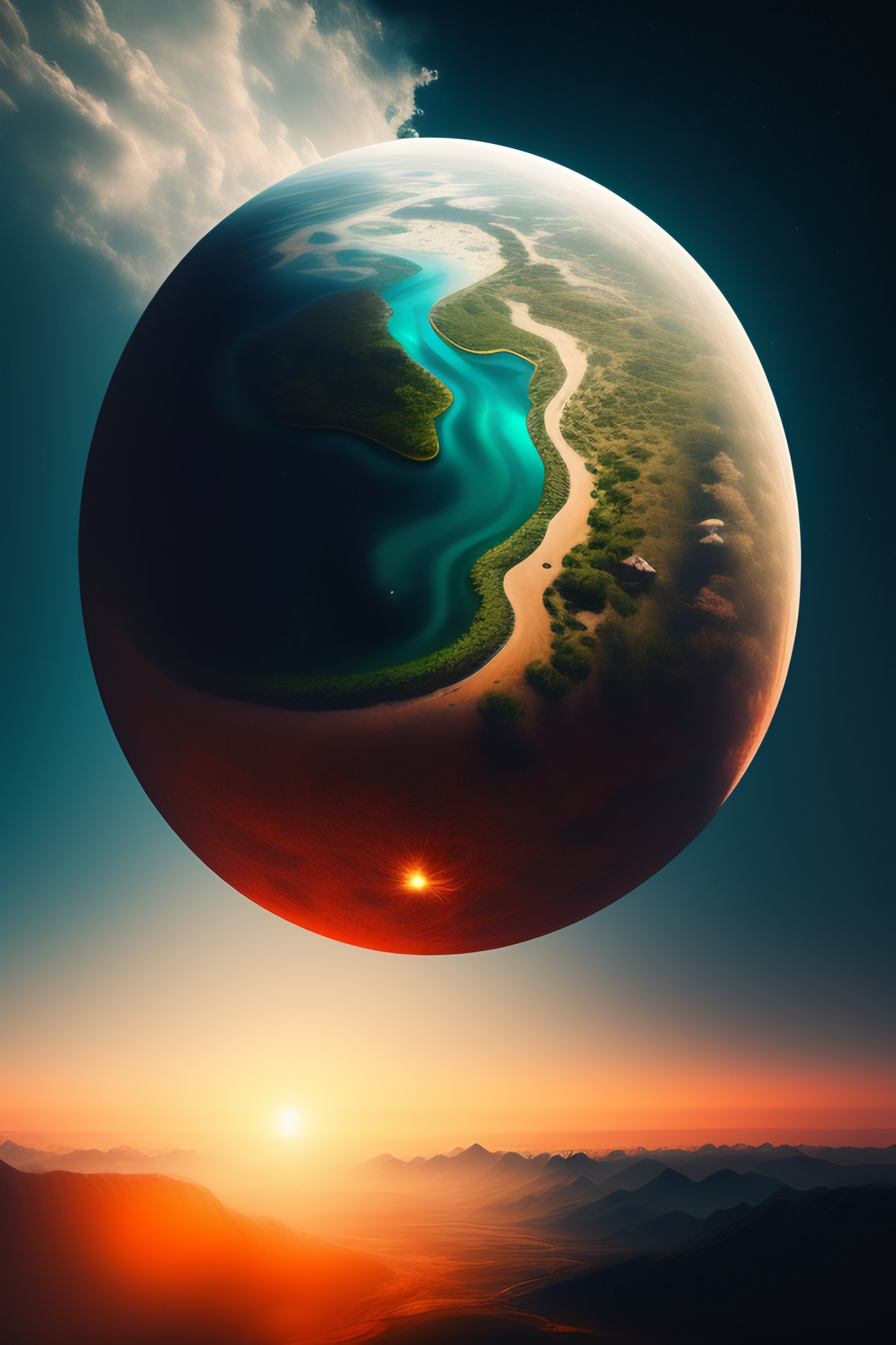 Lexica - World creation being watched from above from a very far distance