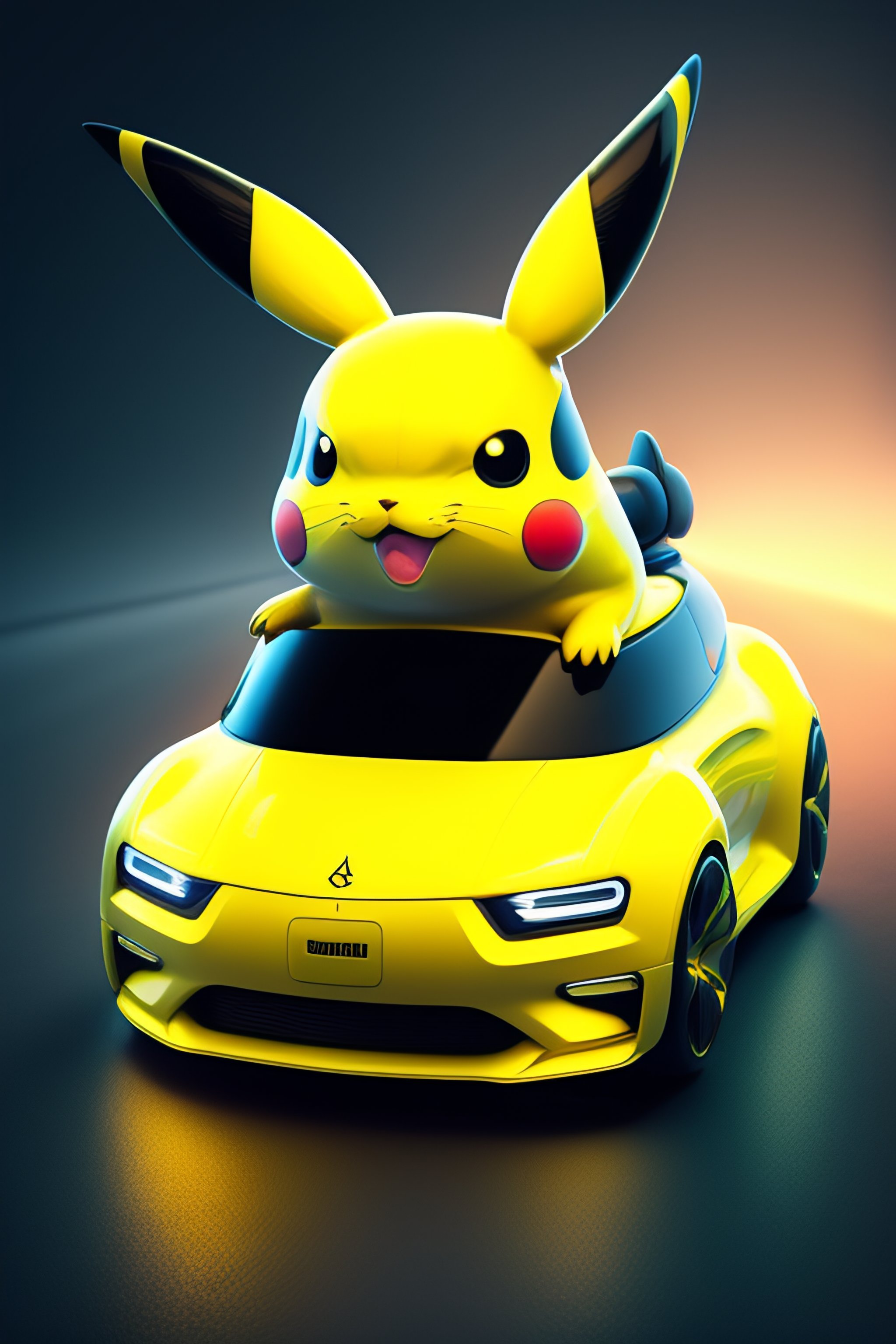 Lexica - Pikachu as a futuristic car , white background , yellow neon ...