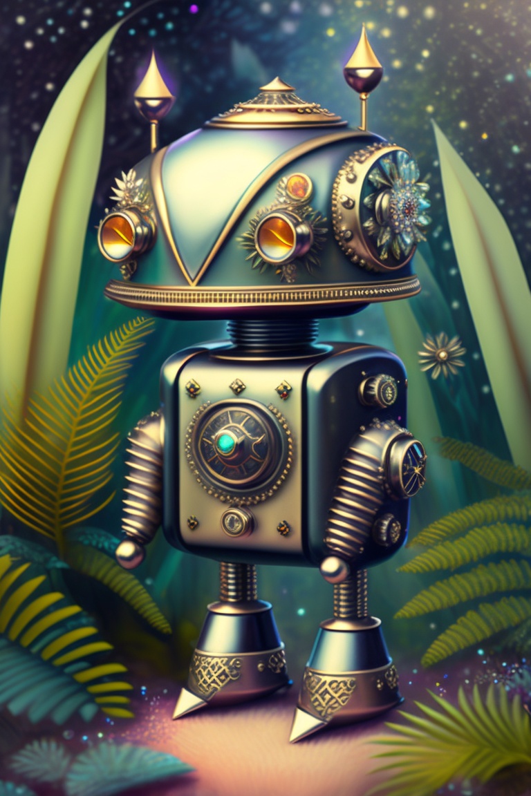 Lexica - Magic trippy silver 1950;s spiked retro robot with attitude ...