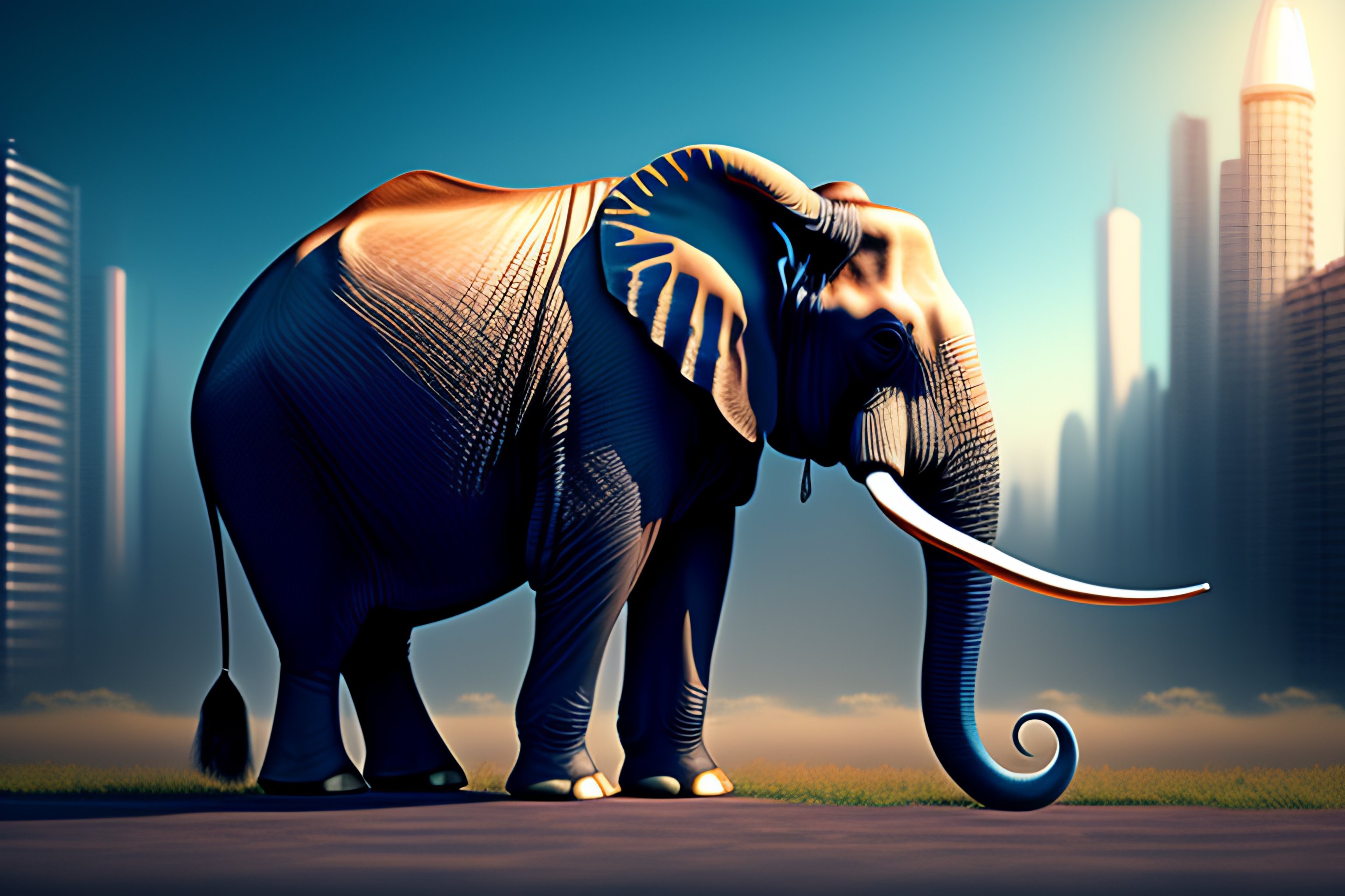 Lexica - Futuristic cyberpunk elephant, 8k