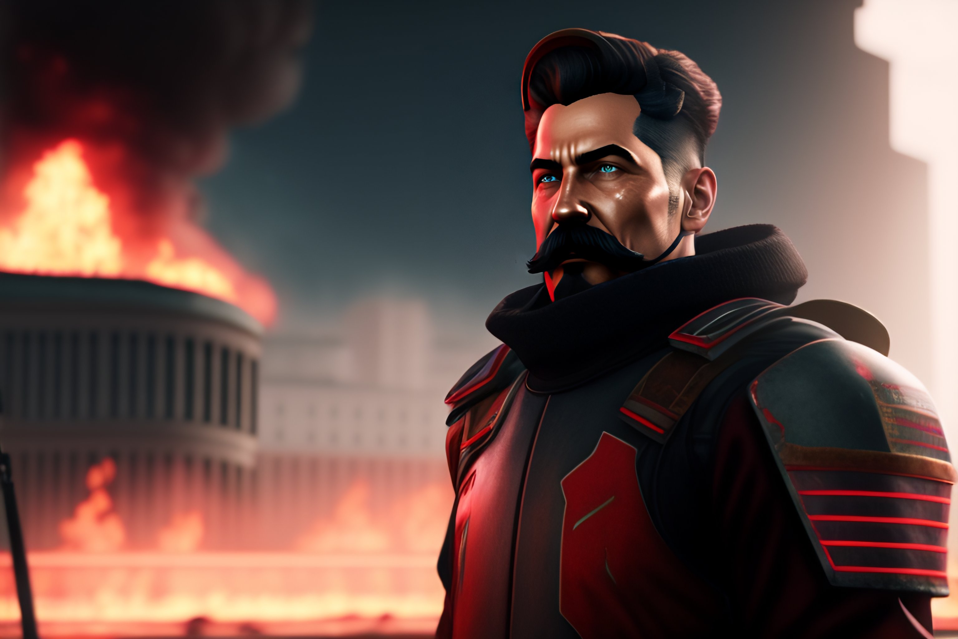 Lexica - Portrait of the leader of the USSR Stalin in power armor ...