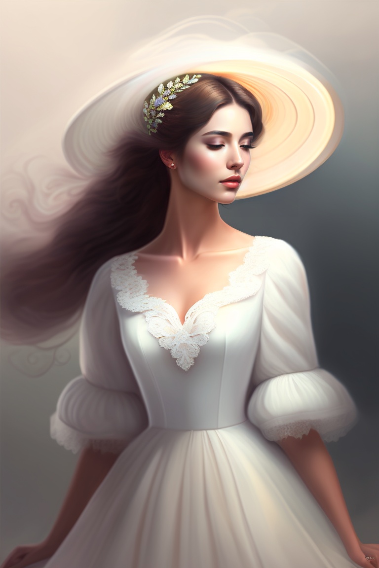 Lexica - Beautiful ethereal Woman wearing a white dress, digital ...