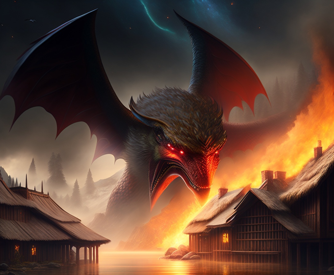 Lexica - Smaug is angry, breathing fire, destroying an ancient wooden ...