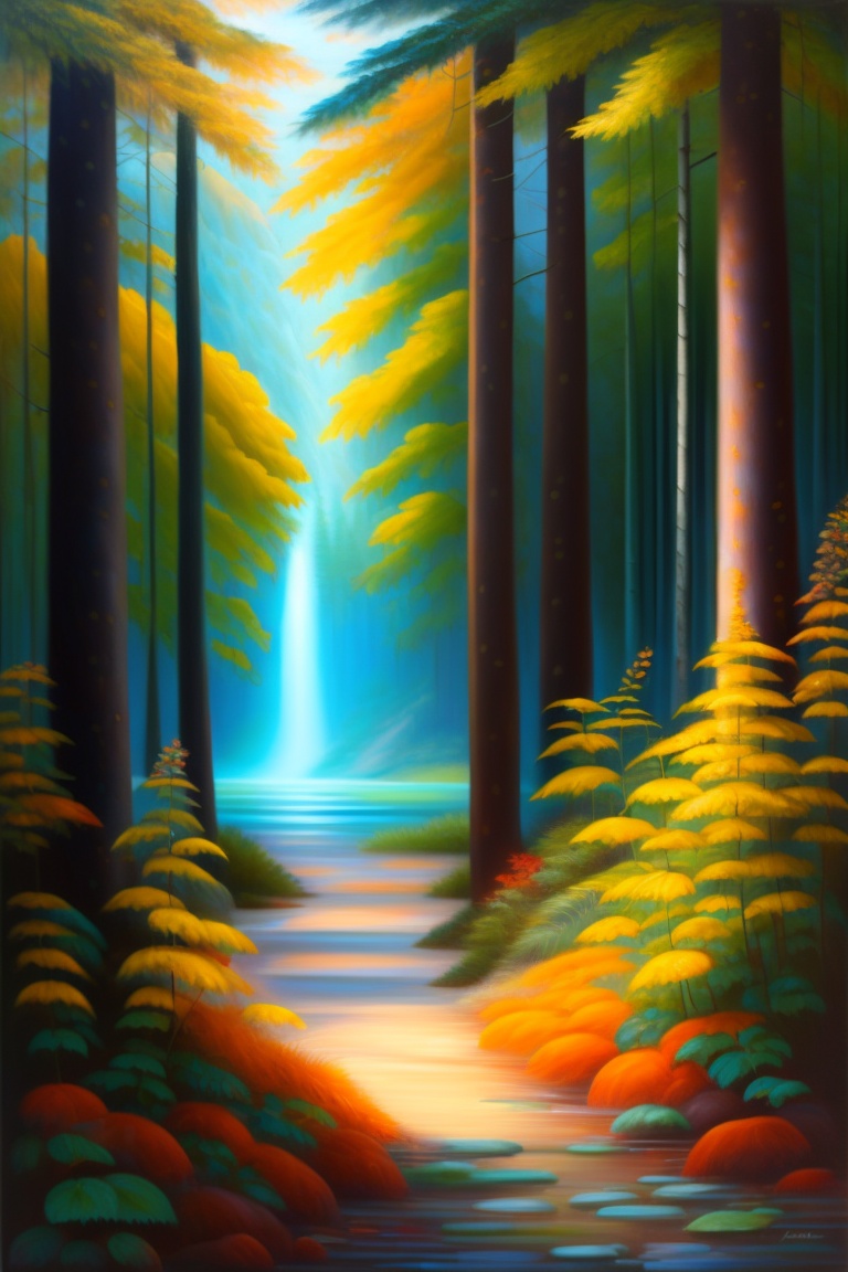 Lexica - Beautiful forest, oil painting