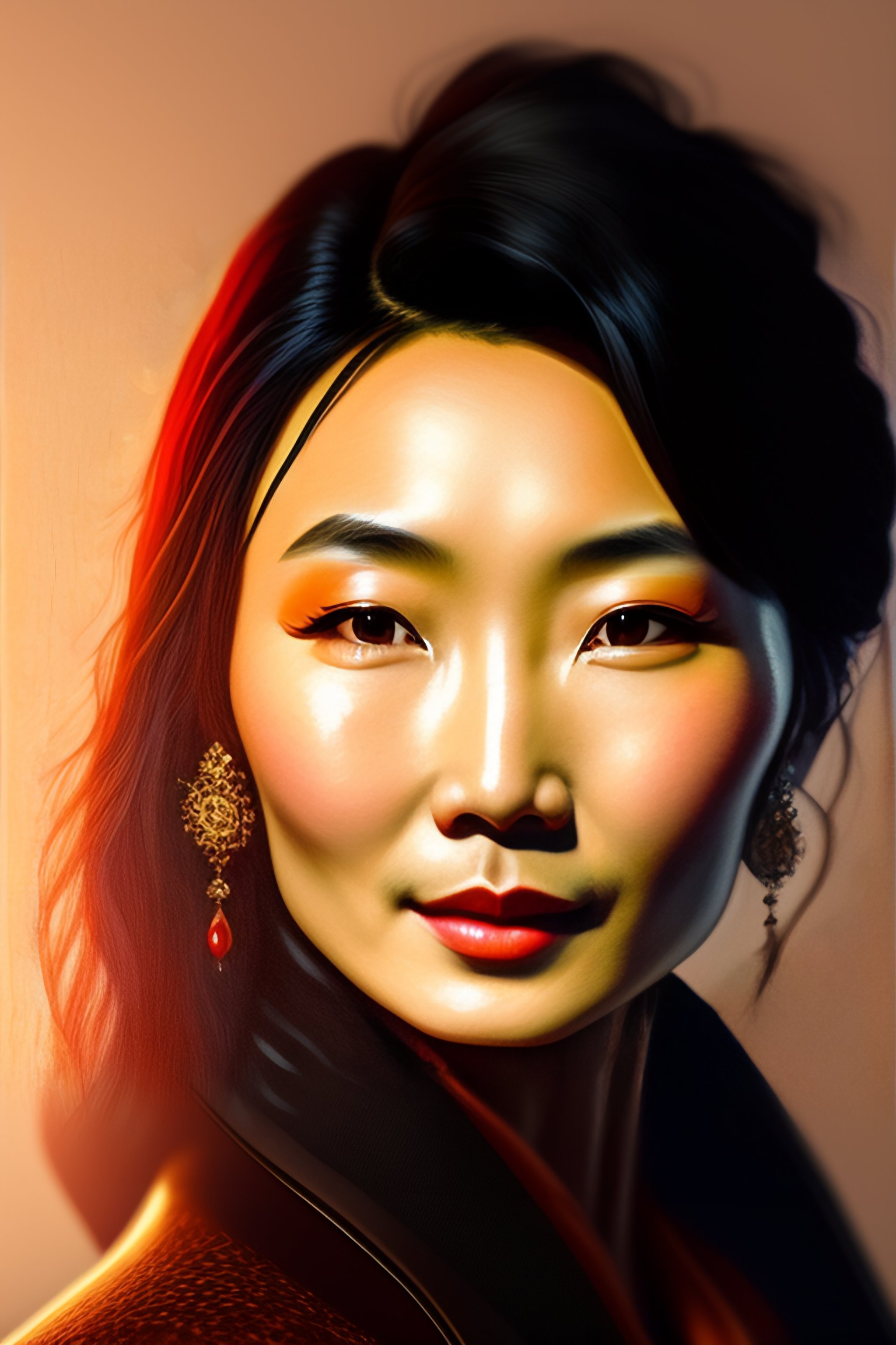 Lexica - Portrait of an Asian girl, beatiful, cute, face of Maggie ...