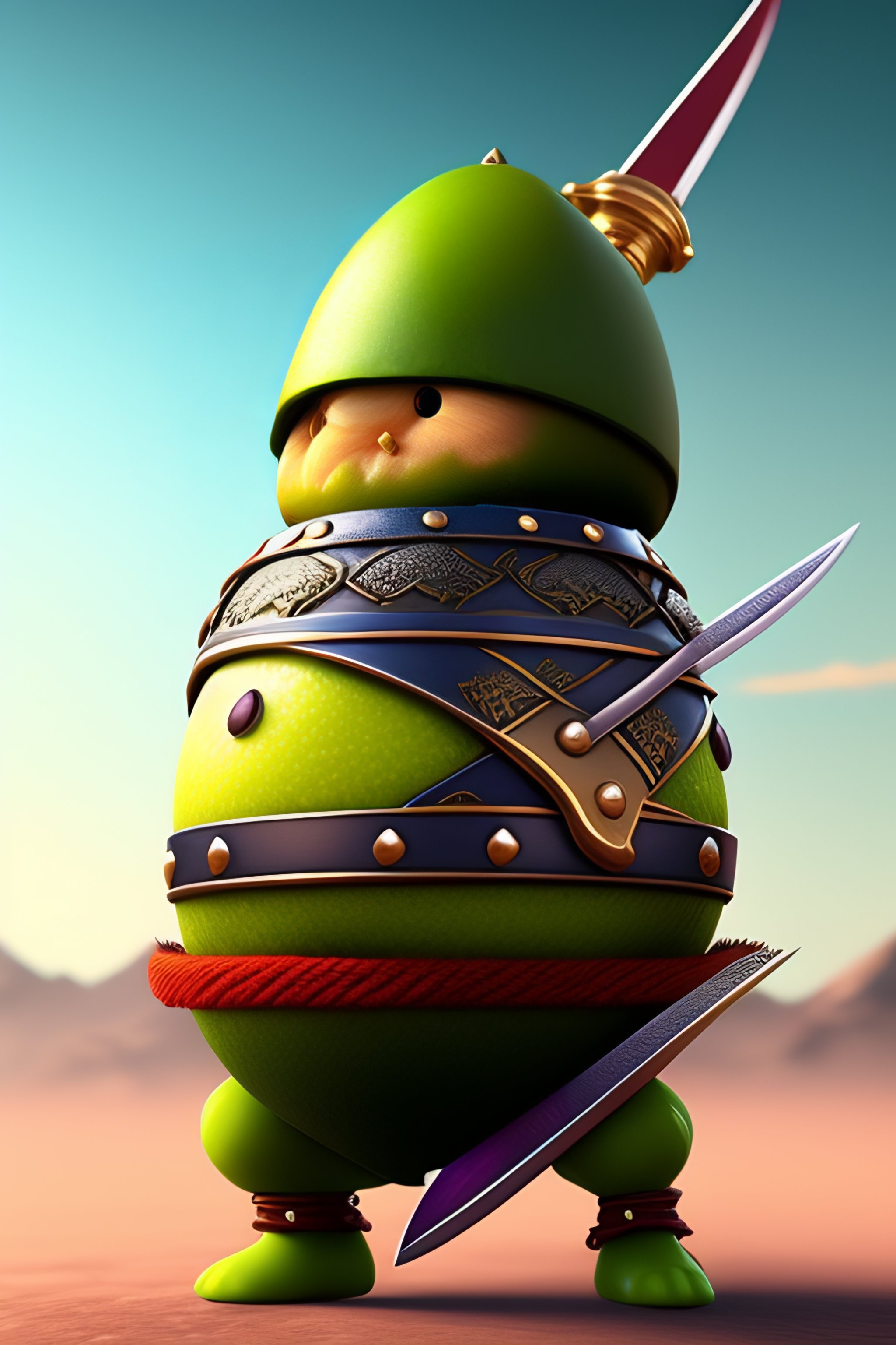 Lexica - Avocado the warrior with a sword