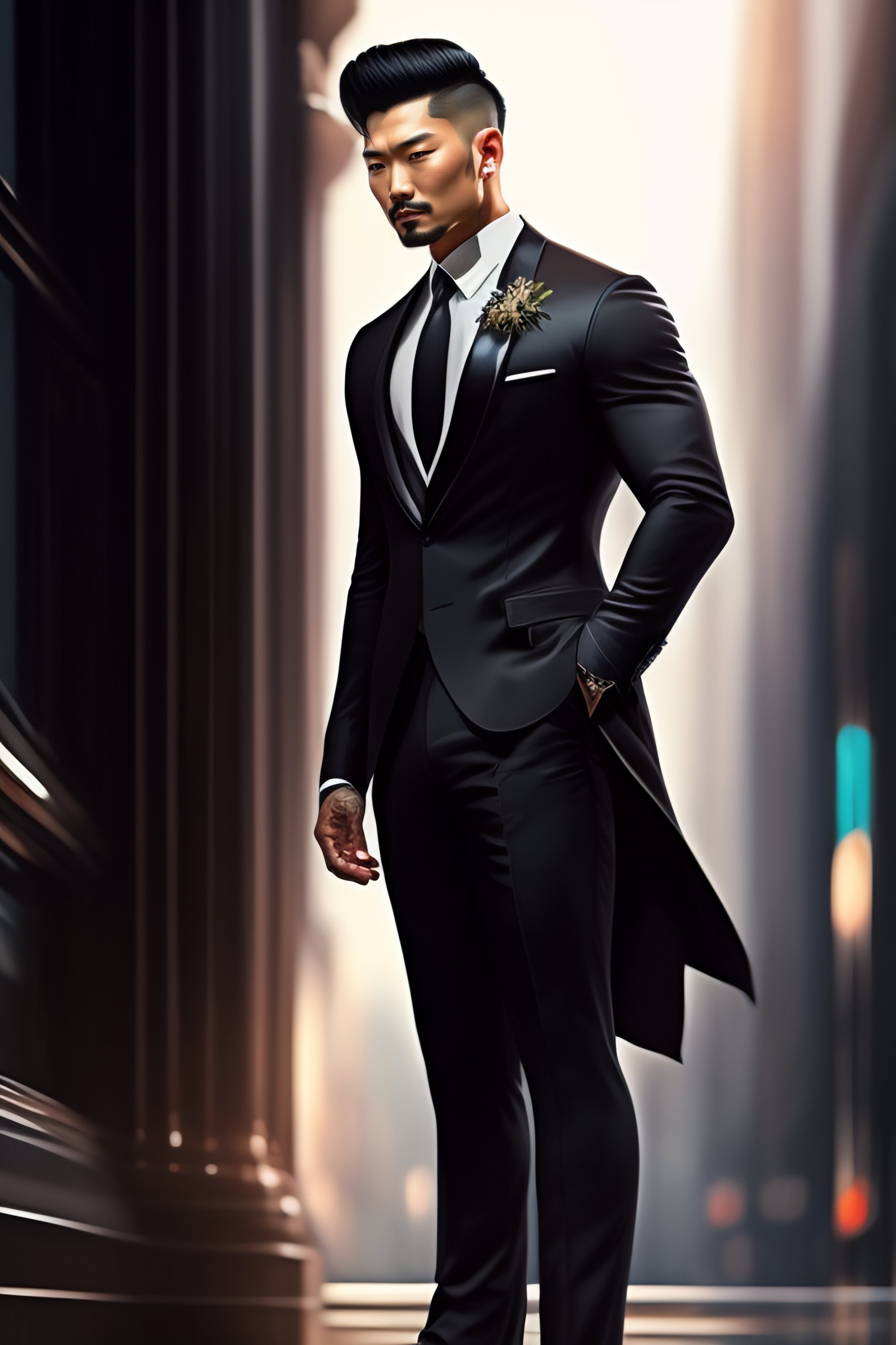 Lexica - A highly detailed illustration of fierce short black haired ...