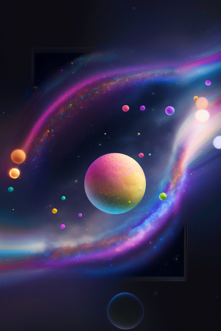 Lexica - Regular softball zooming through galaxy of bubbles ...