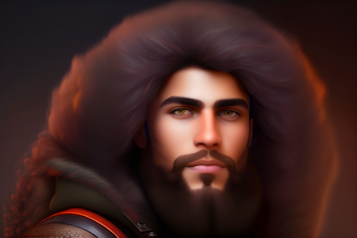 Lexica - A complete picture of an Arab man with long black curly hair ...