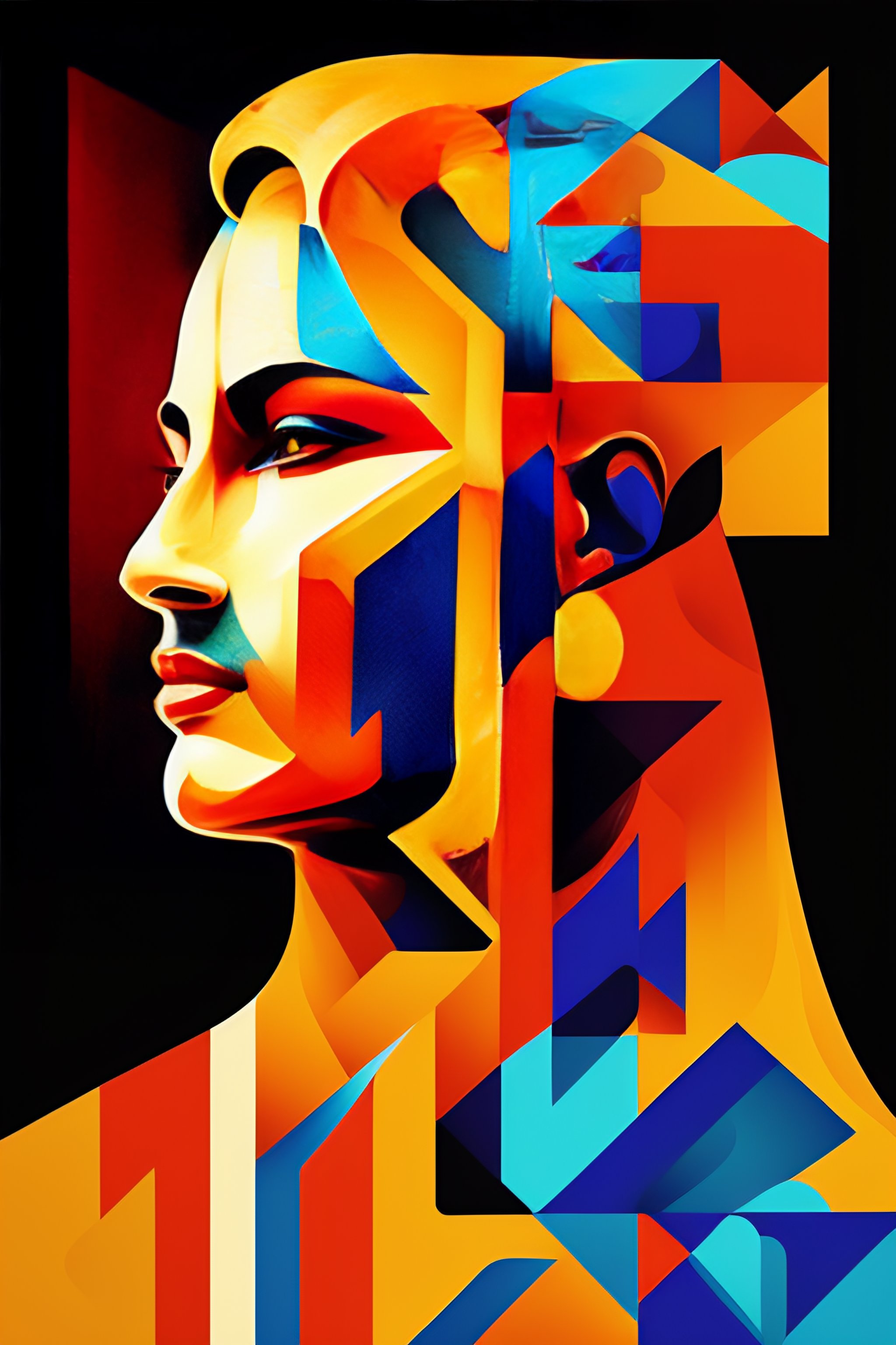 Lexica - Portrait of a warrior, cubism, vector art, electric lighting ...