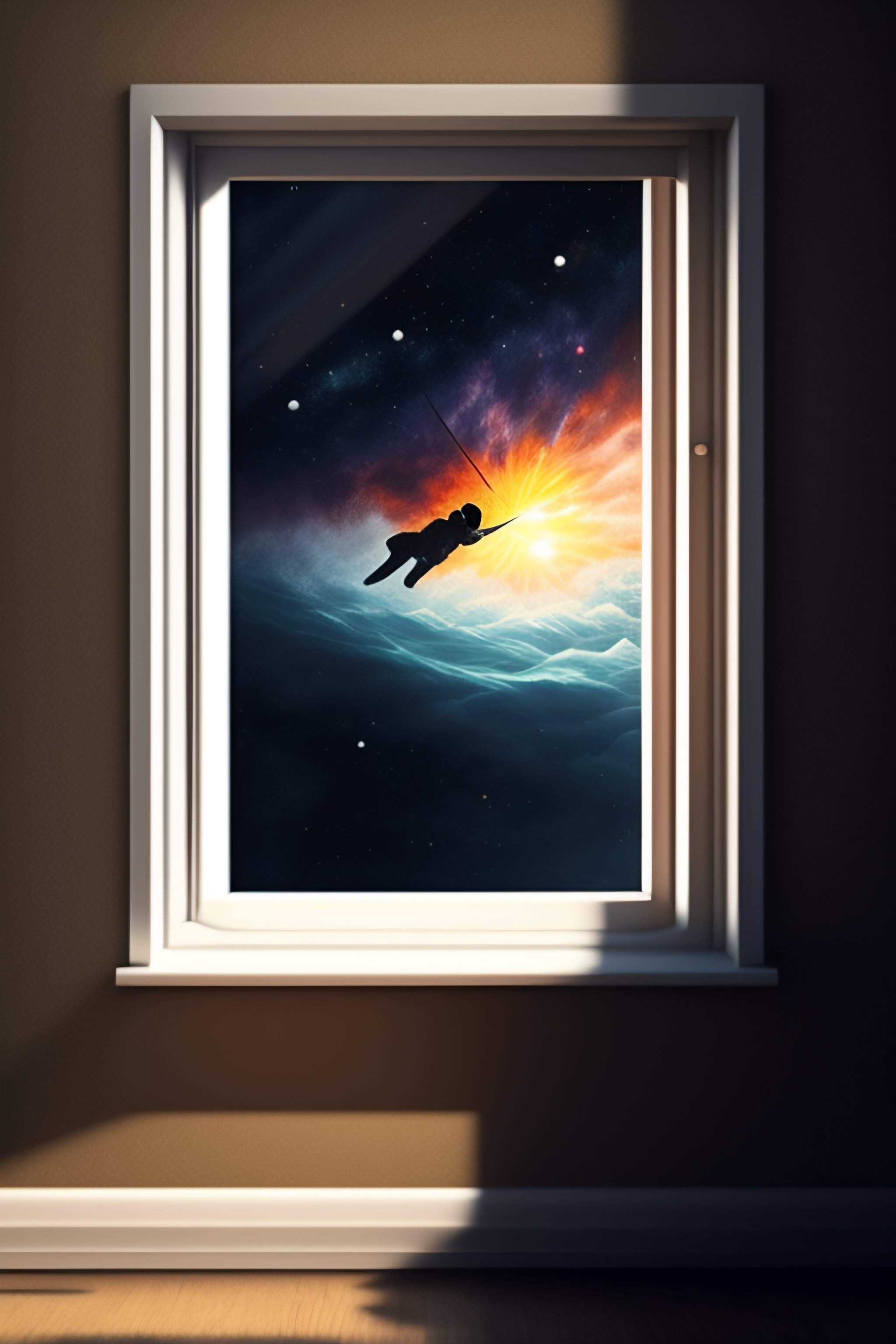 Lexica - Masked robber escaping out of a house by a window holding the ...