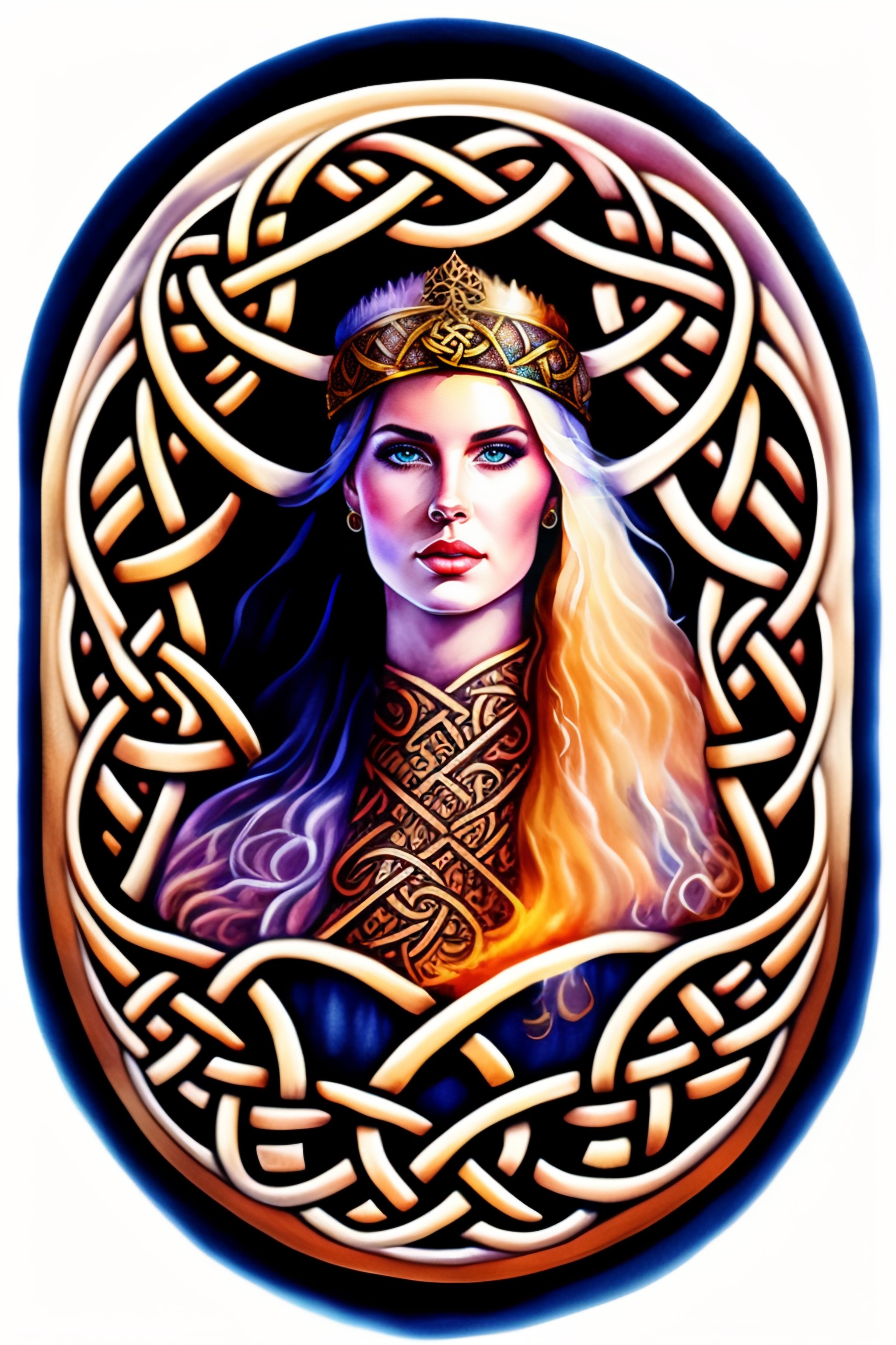 Lexica - Watercolor painting of viking princess in an intricate ring of ...
