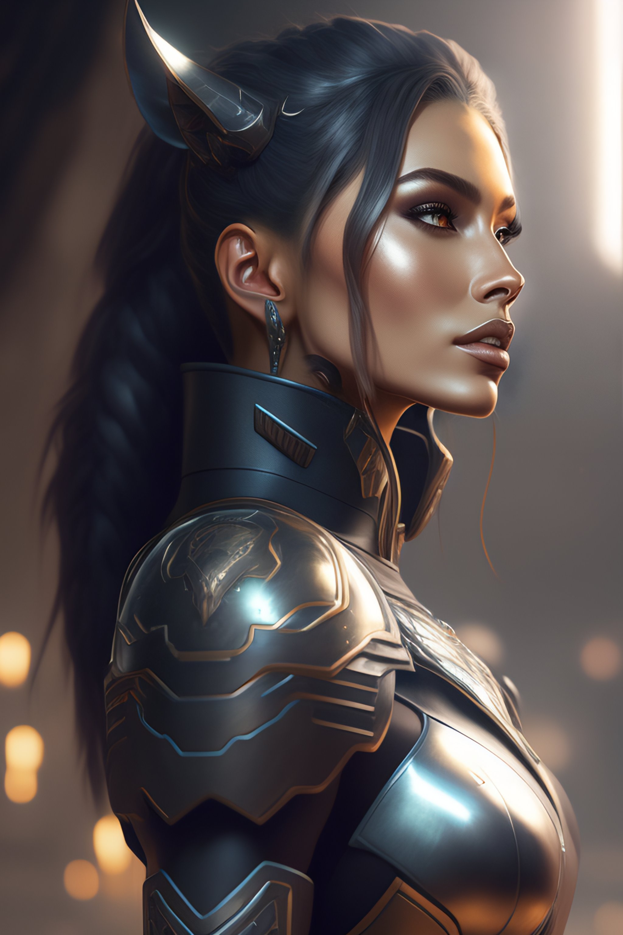 Lexica - Portrait painting of a cybernetic grey werewolf with power ...