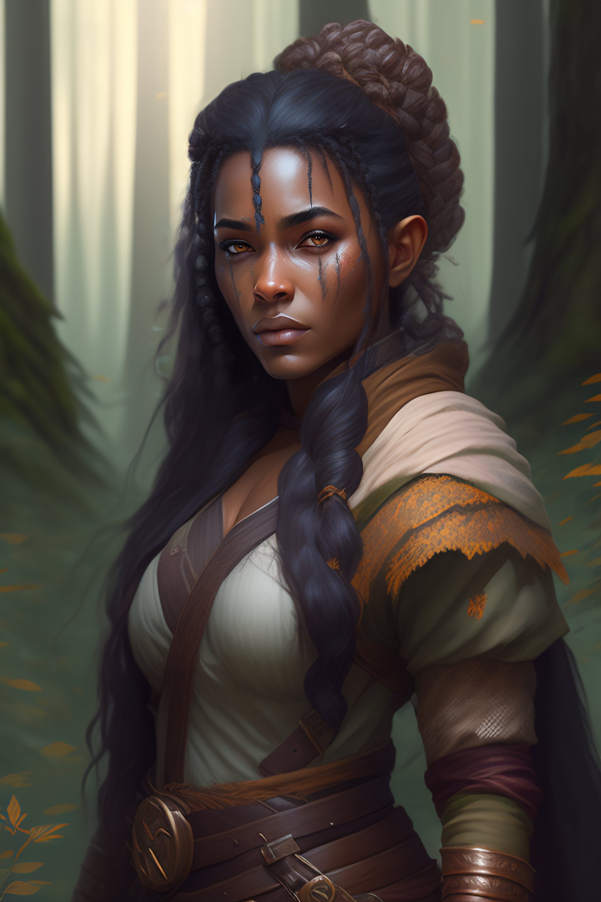 Lexica - A short female, dwarf, druid, gray hair, battle face scars ...