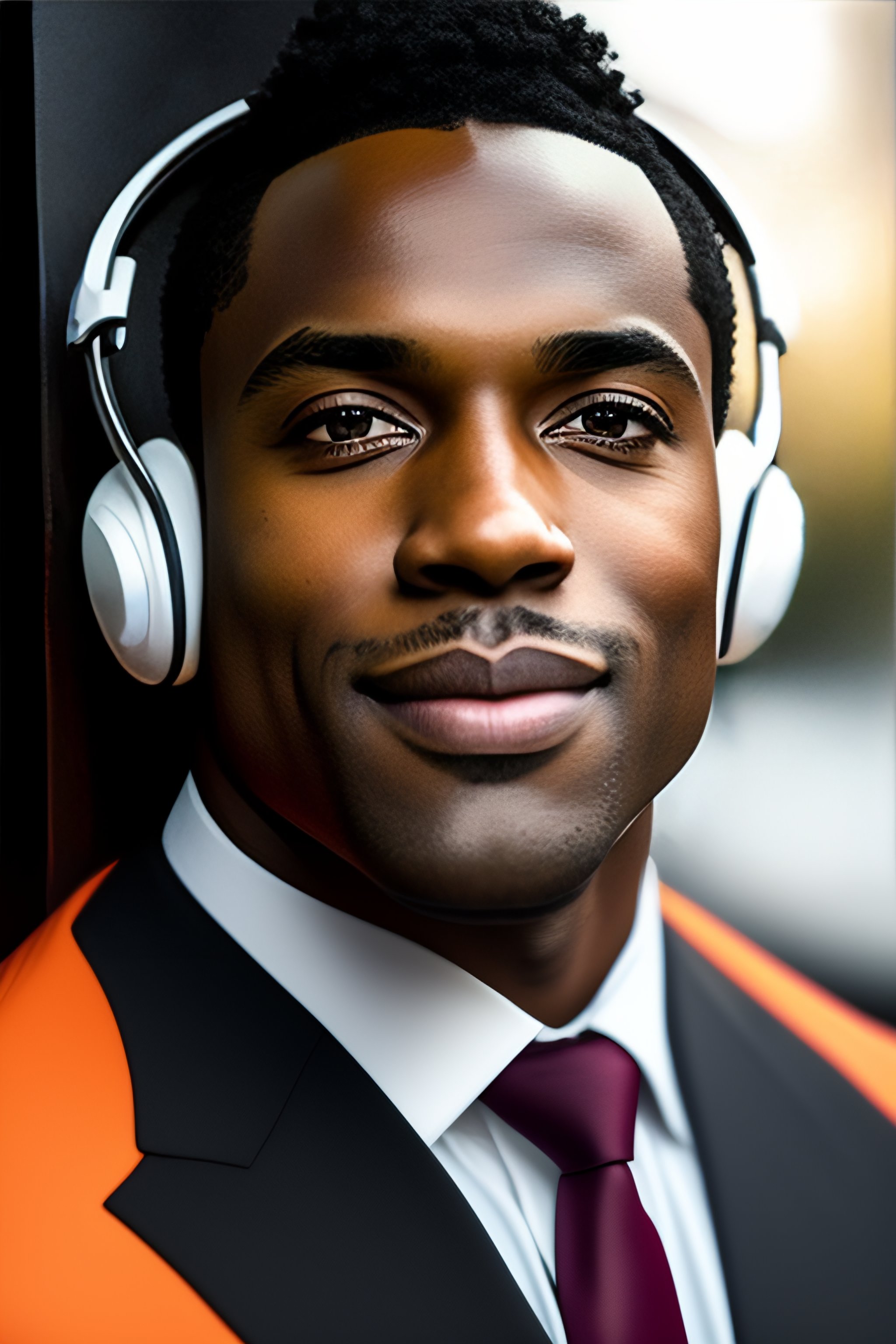 Lexica - Portrait of a black male call center agent