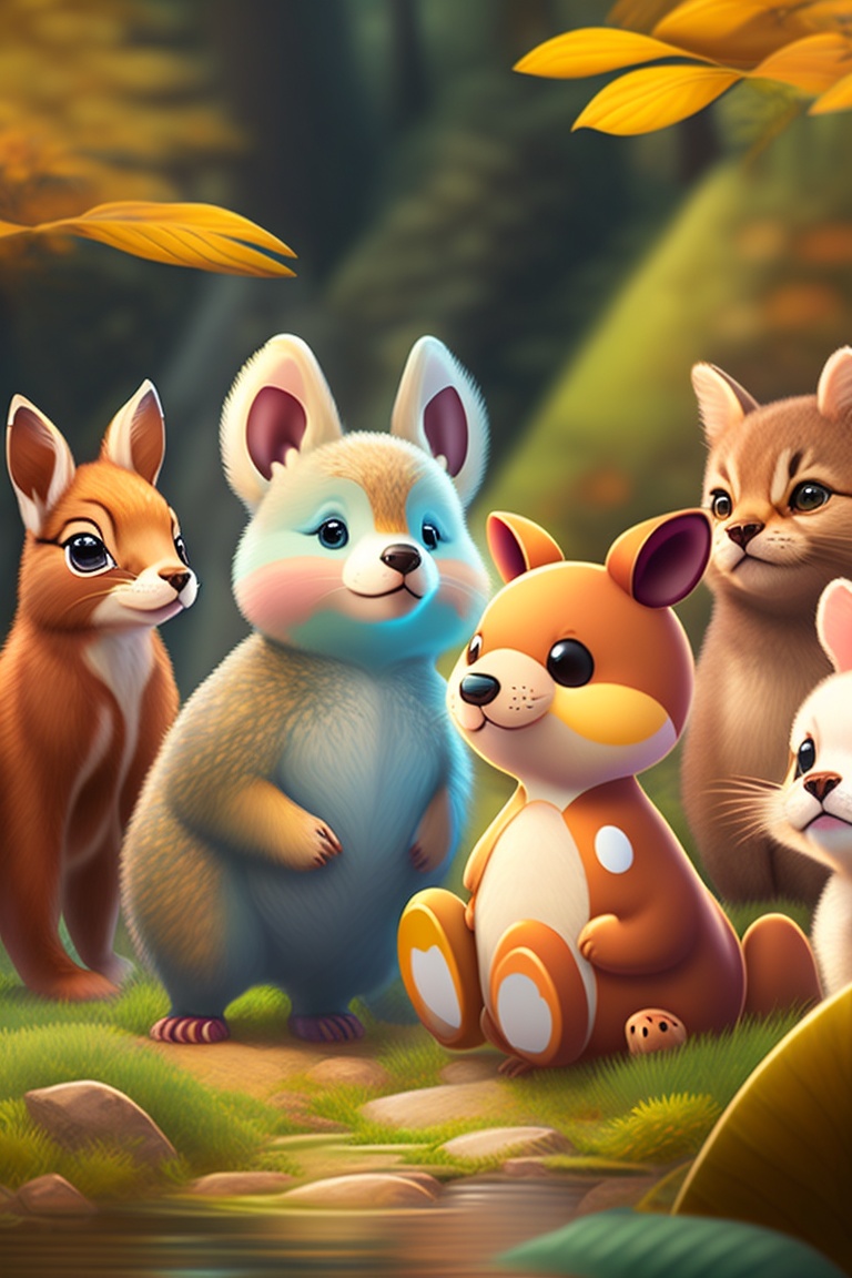 Lexica - A picture of the forest animals all together, having fun and ...