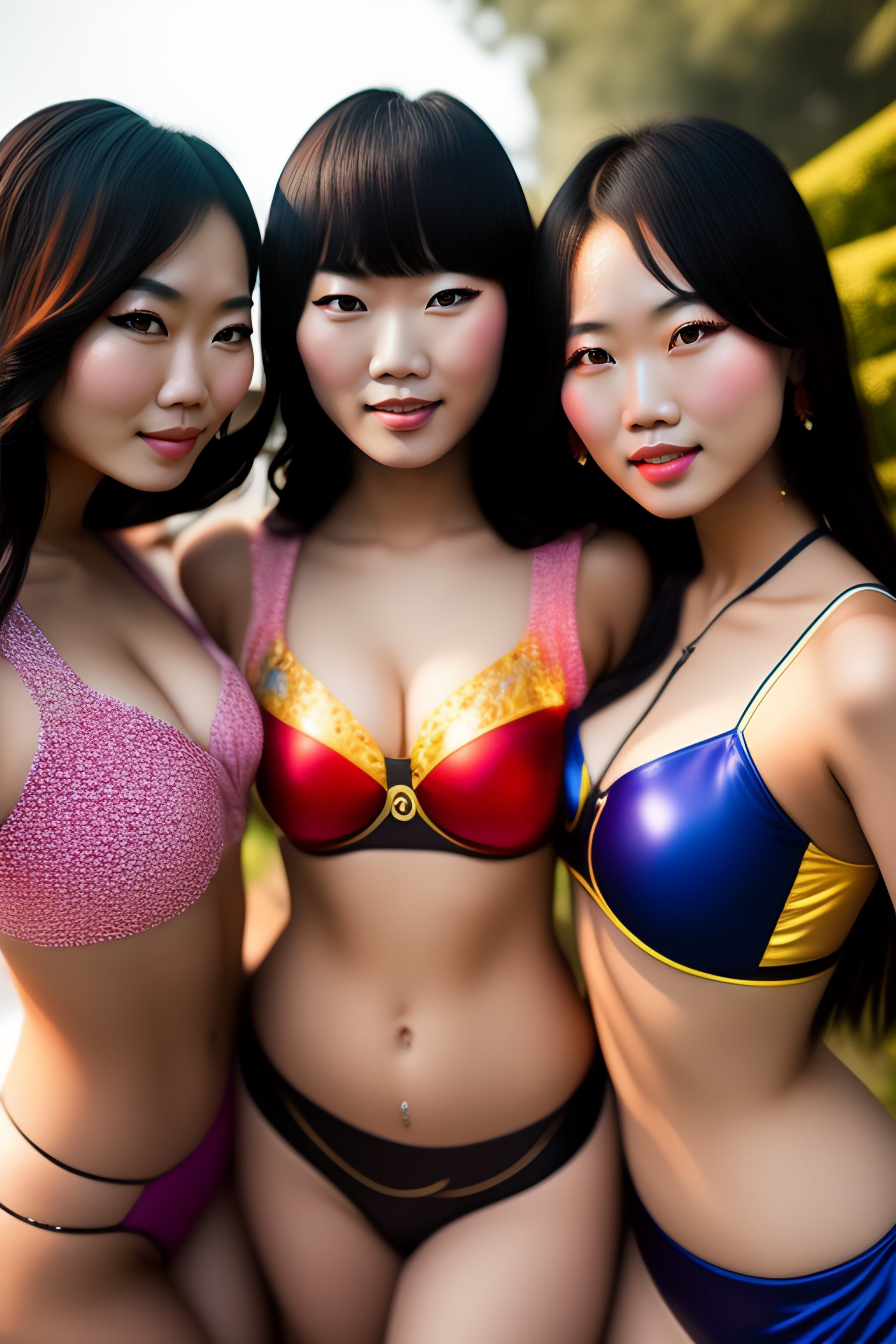 Lexica - Group of asian girls wearing cosplay bathing suits