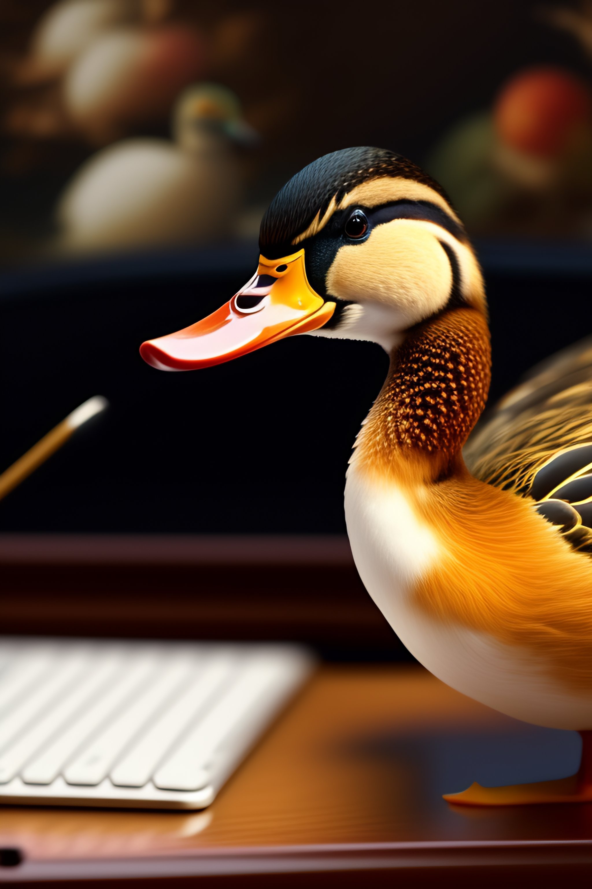 Lexica - A duck working on a call center as a renaissance painting