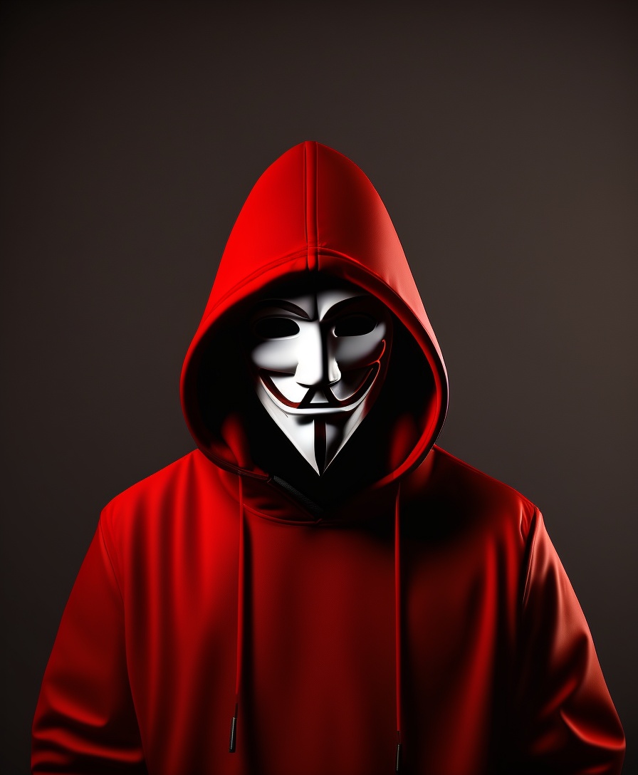 Lexica - Anonymous, black background, hood, look ahead, angry ...