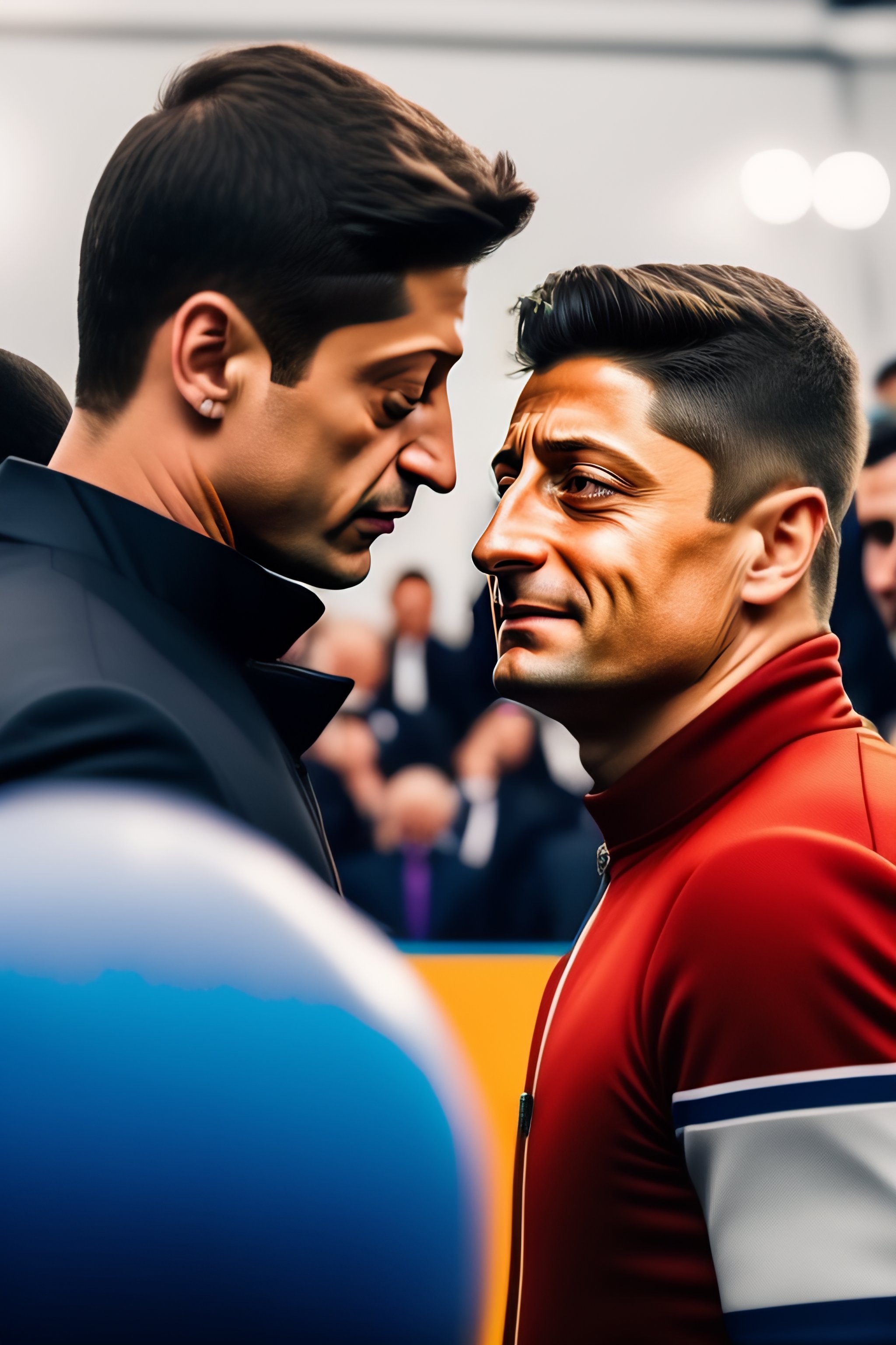 Lexica - Portrait of Zelensky crying in front of Putin