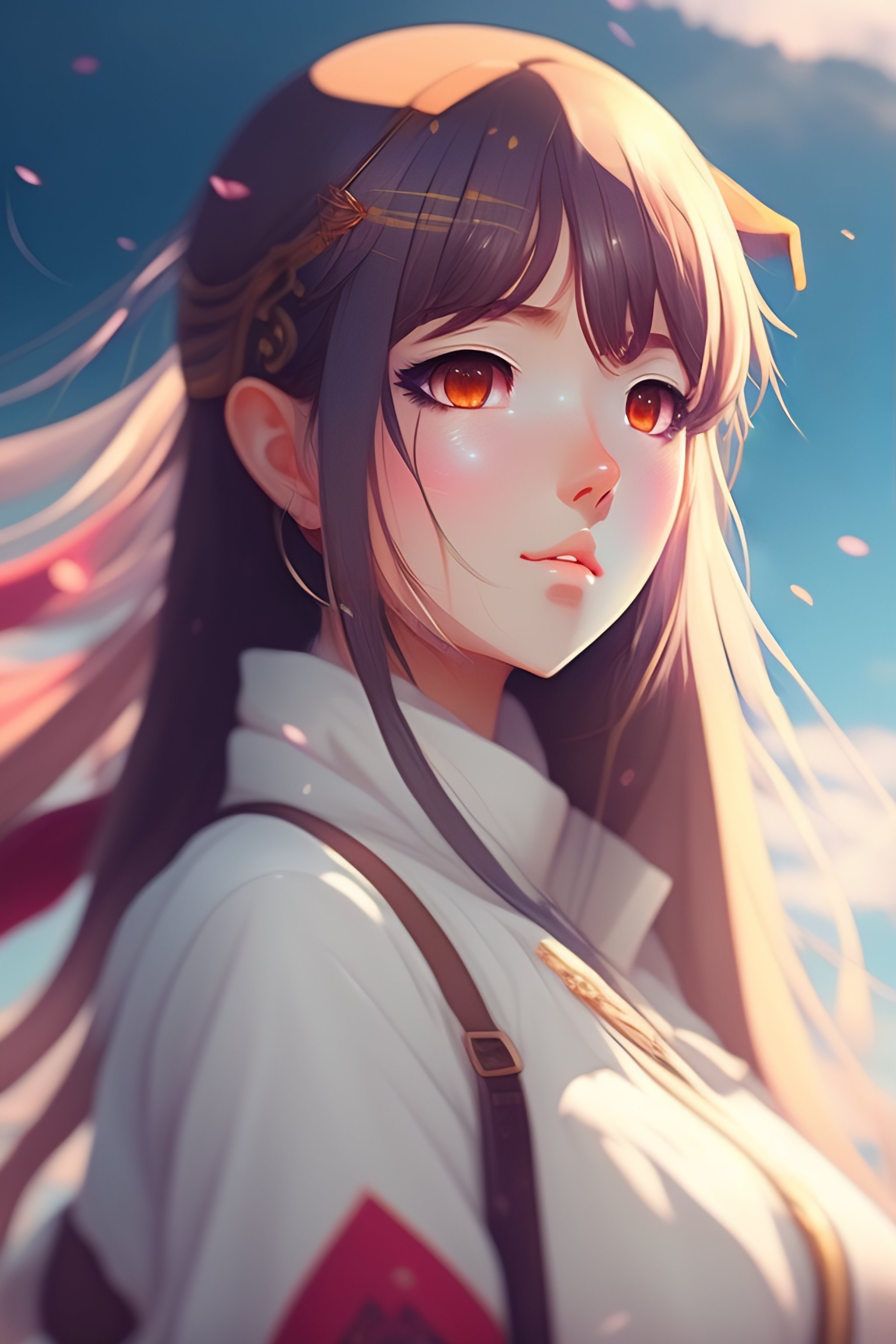 Lexica - Portrait of cute girl, cloudy sky background lush landscape ...