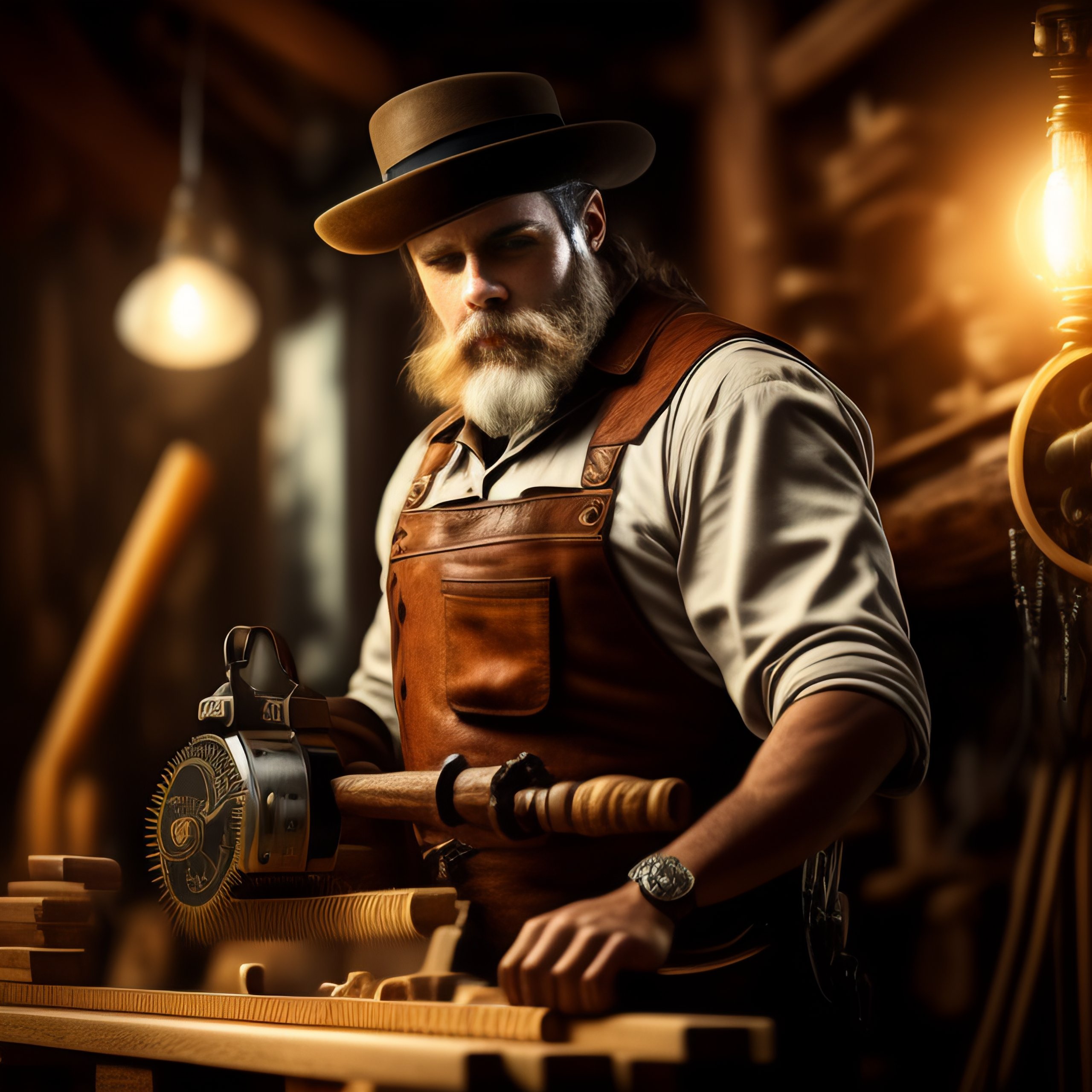 Lexica - Steampunk carpenter with a saw