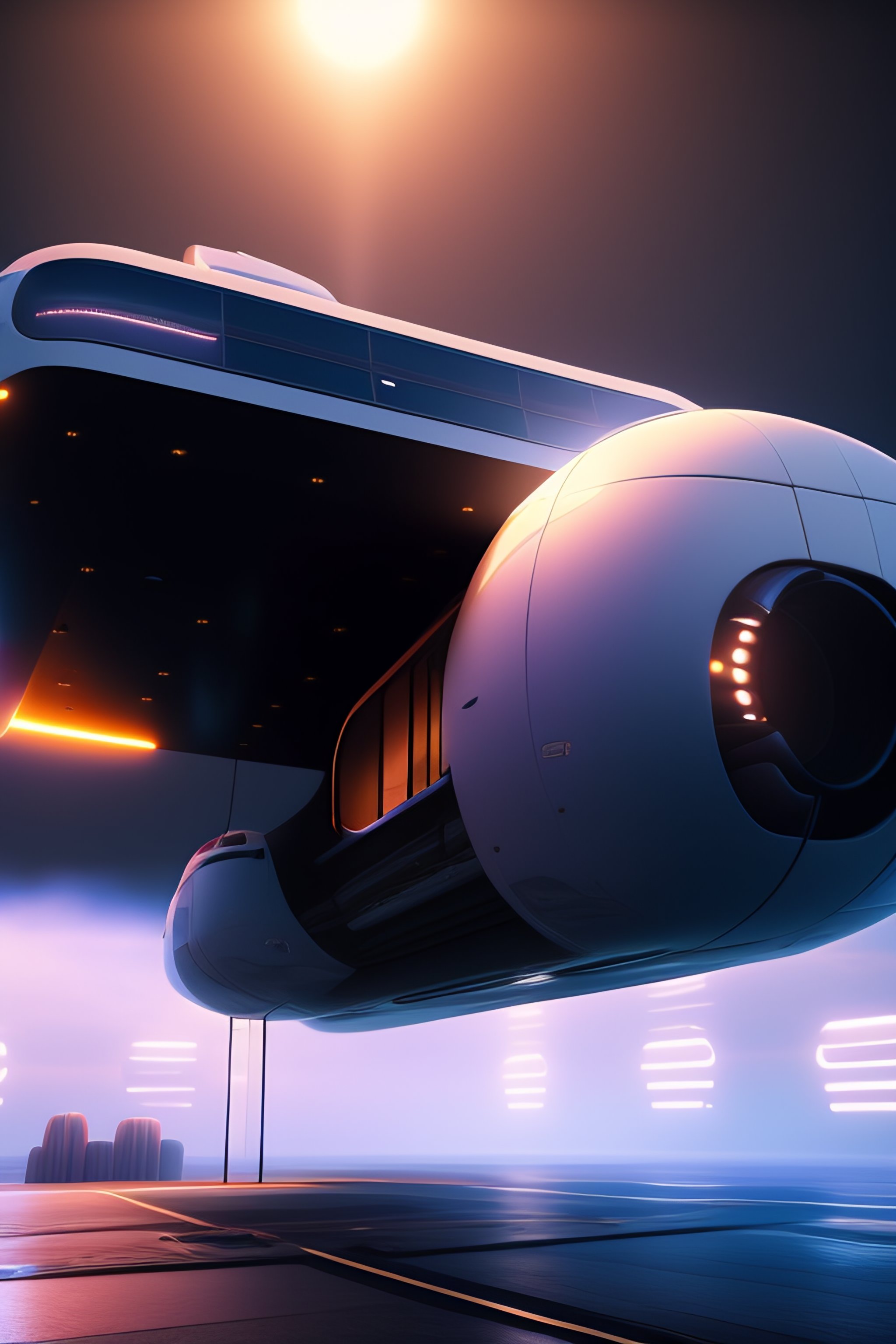 Lexica - Sci-fi hoverbus, ultradetailed, epic, atmospheric, volumetric light, fog light, hyper ...