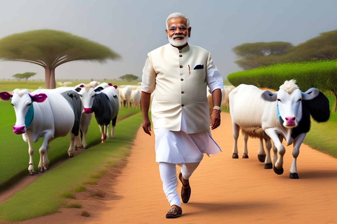 Lexica - NARENDRA MODI WALKING, PADDY FILELD, DHOTI WITH WHITE SHIRT ...