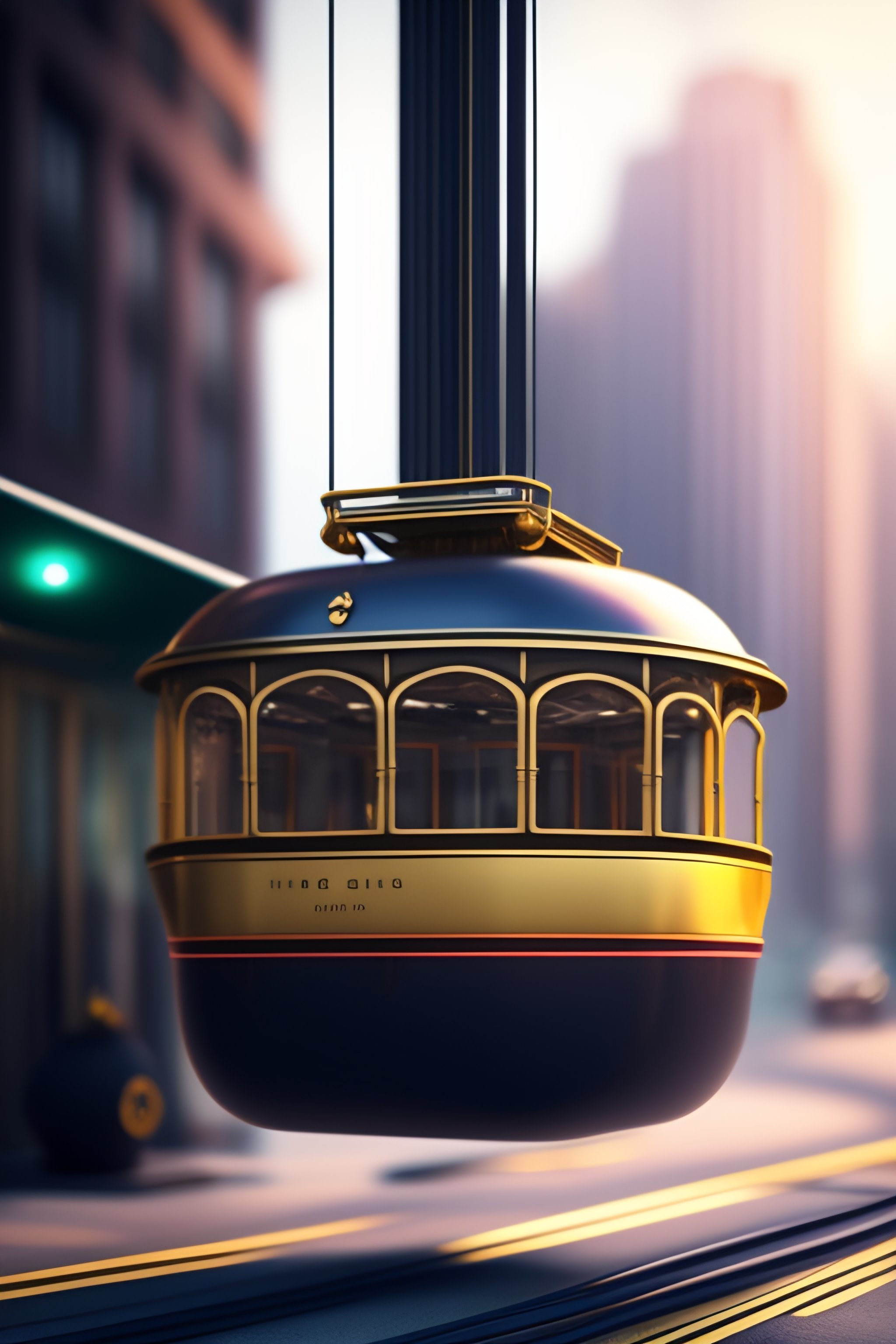 Lexica - Modern hanging cable car in a city, 4K, octane render