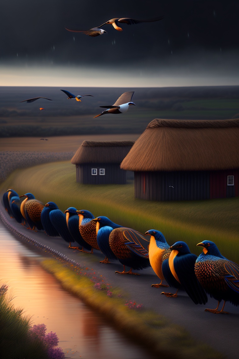 Lexica - Too crowded villagers walking and caravans on wet dark ground ...
