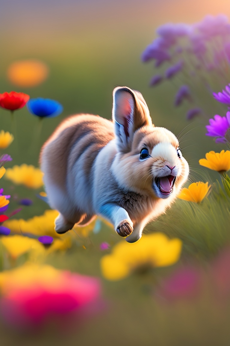 Lexica - A picture of Benny, the little bunny, hopping through a ...