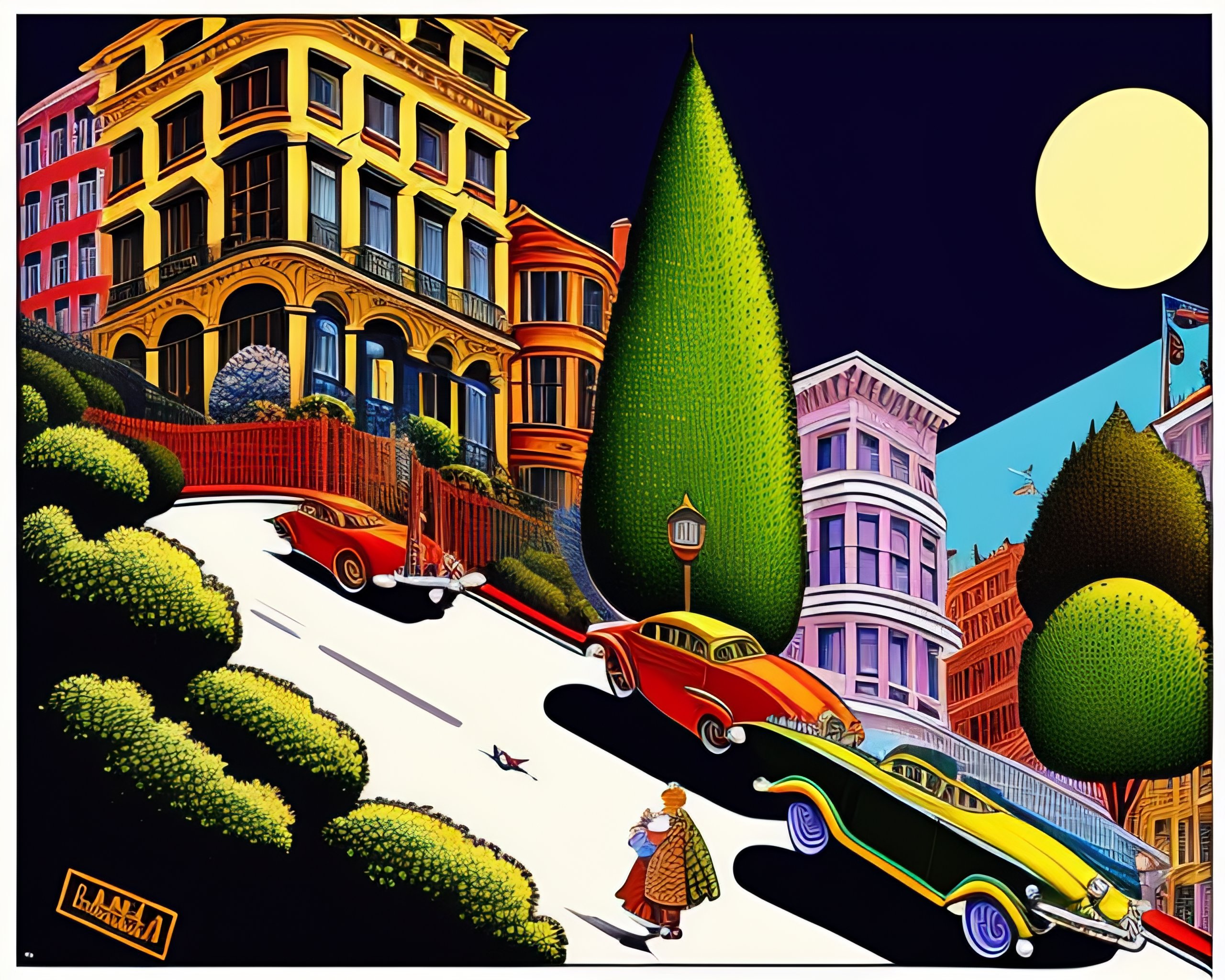 Lexica - Maximalist chaotic Lombard Street San Francisco, birds eye ...