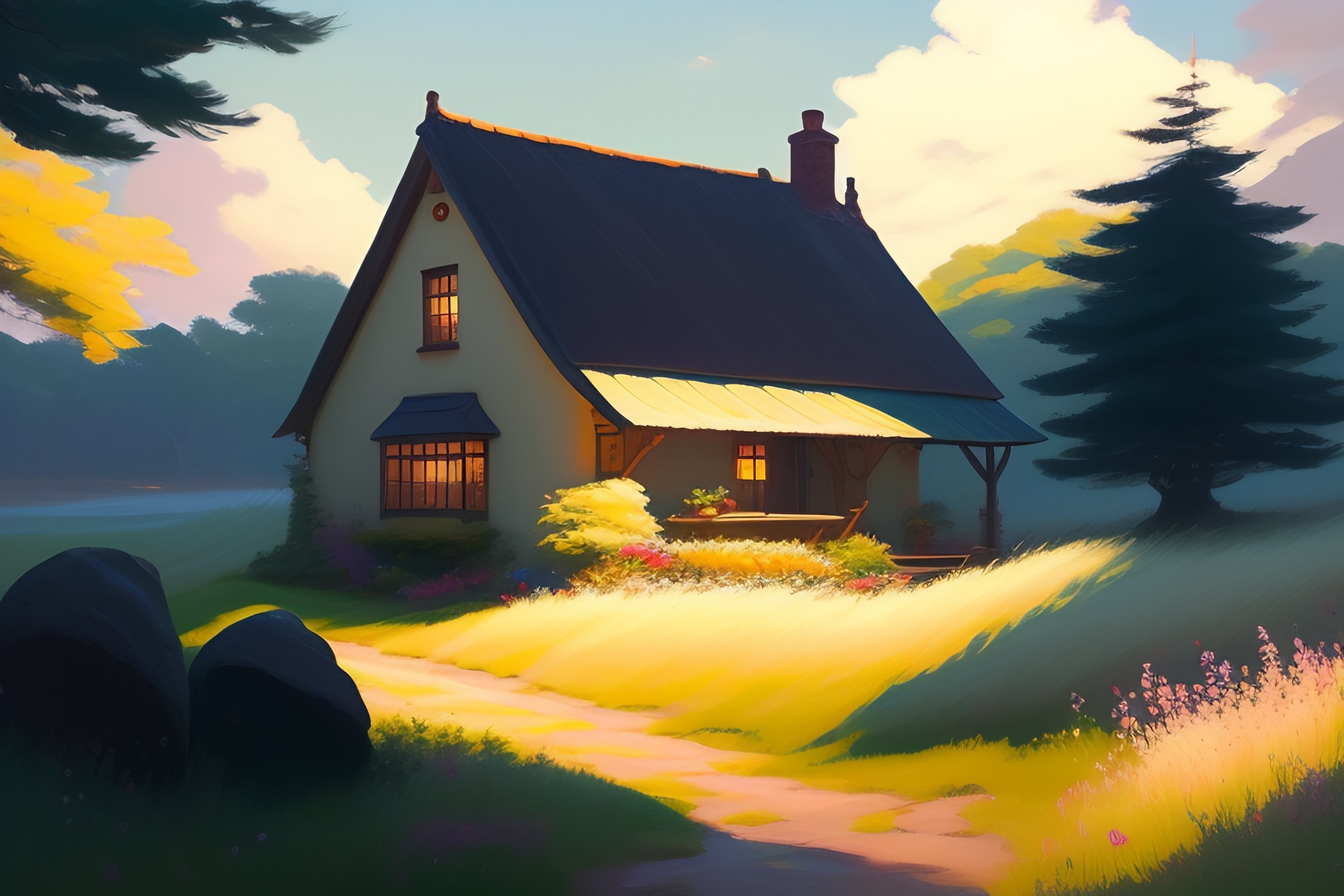 Lexica - A breathtaking country cottage landscape for a peaceful mind ...