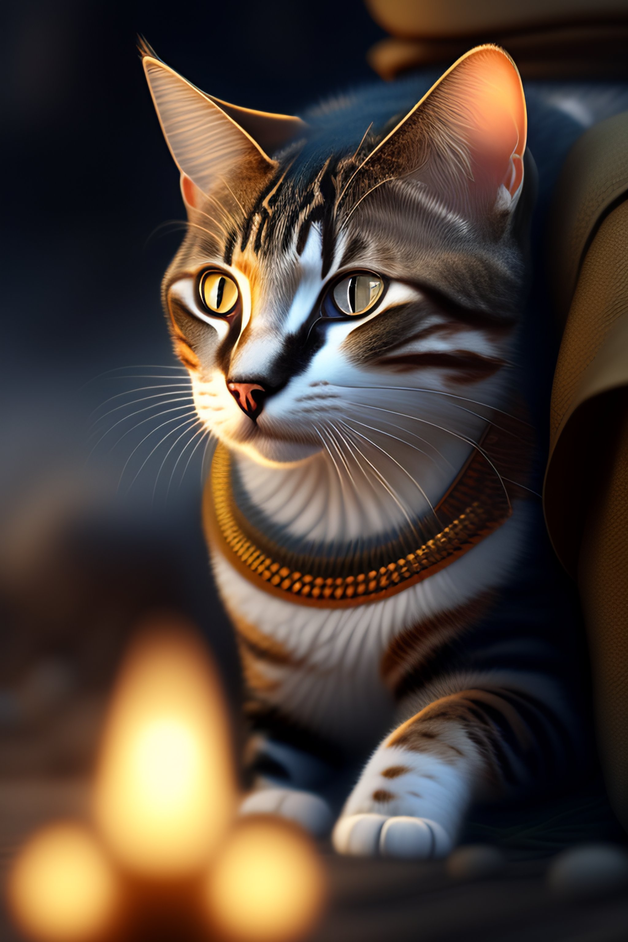 Lexica - An exhausted cat the frontlines in the army at night with his ...