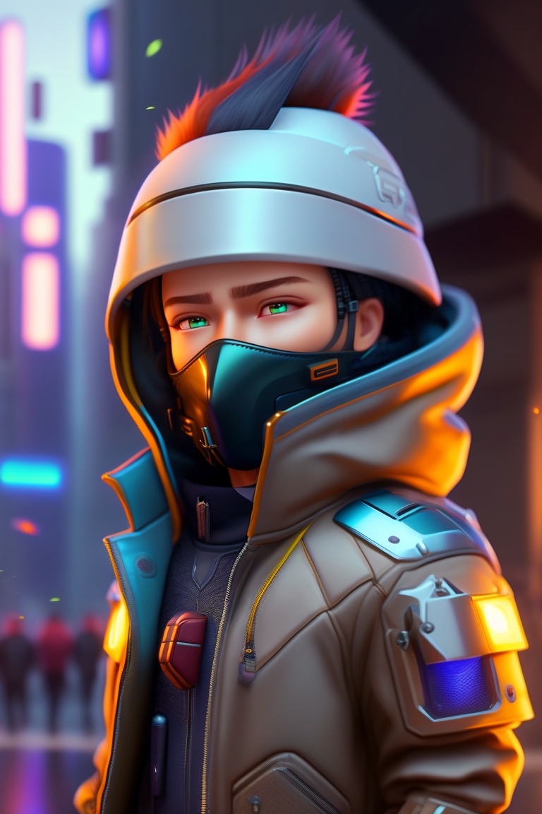 Lexica - Chibi cyberpunk white man, futuristic clothes, cyberpunk city ...