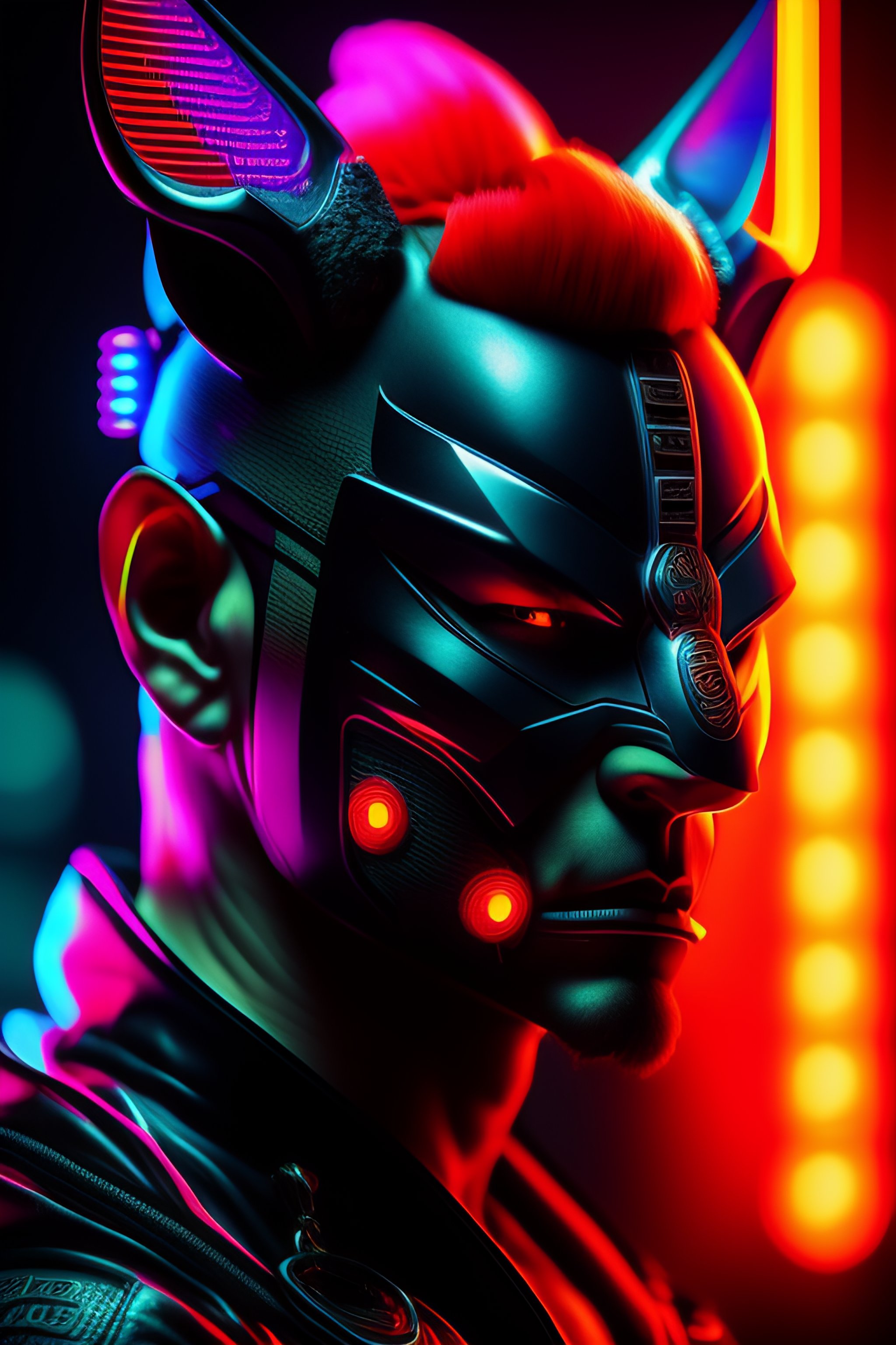 Lexica - Oni mask,cyberpunk, neon