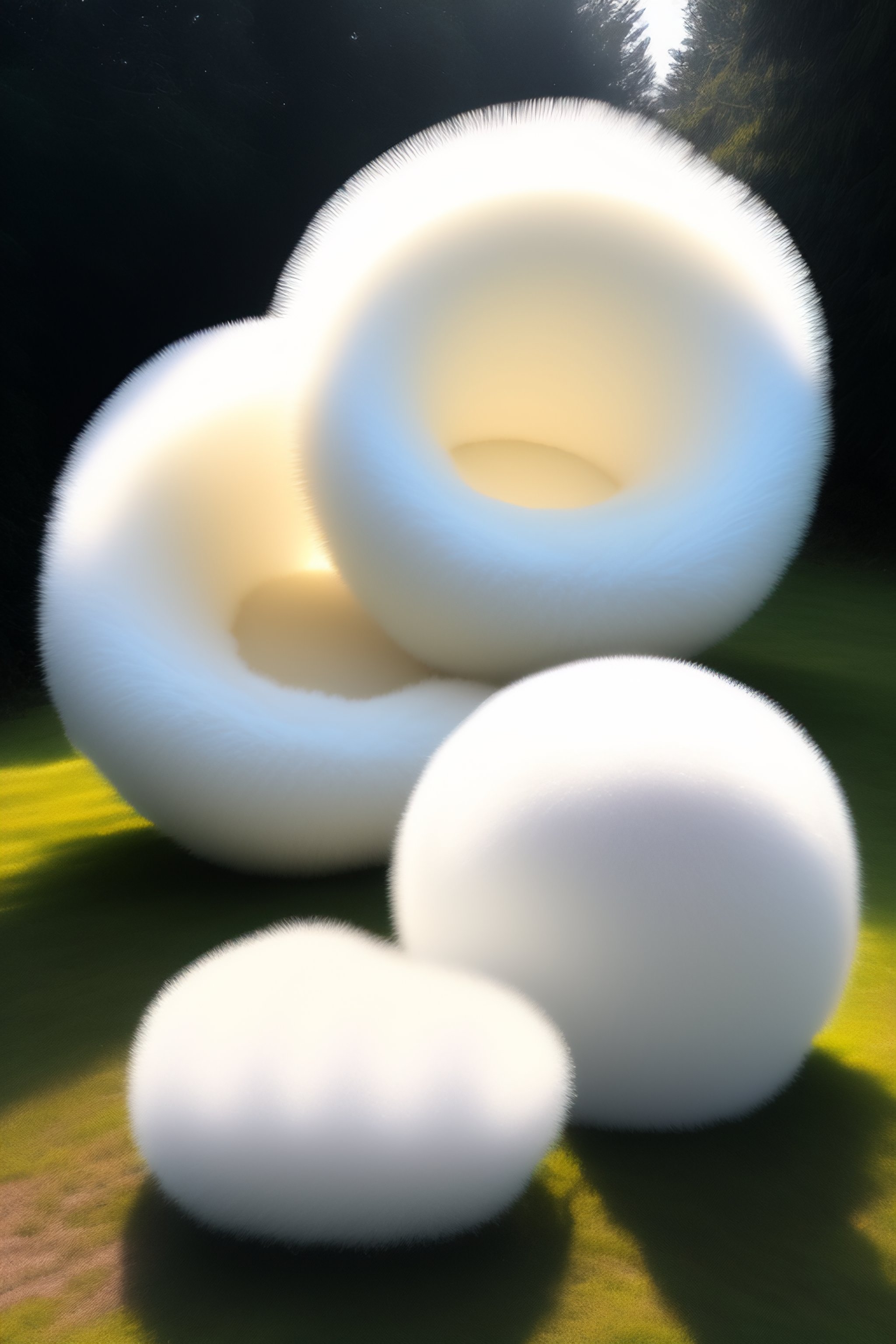 Lexica - White fuzzy circle cocoons