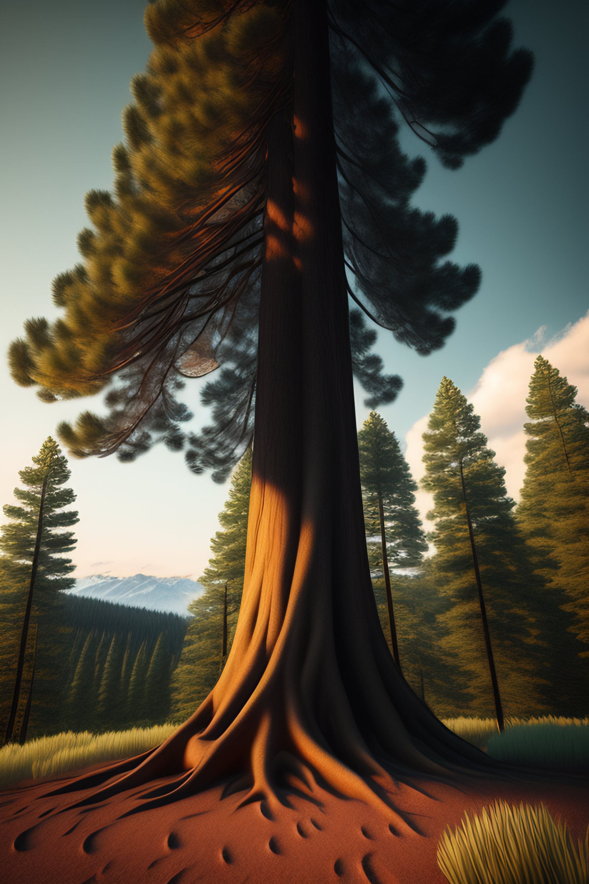 Lexica - Large pine tree with deep roots, photorealistic, full size ...