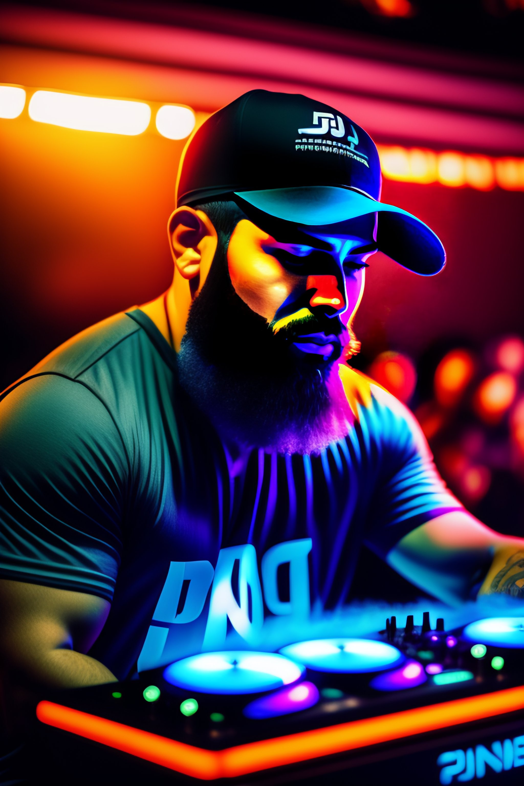 Lexica - Un dj un poco gorgo con gorra barba y tentes tocando una ...