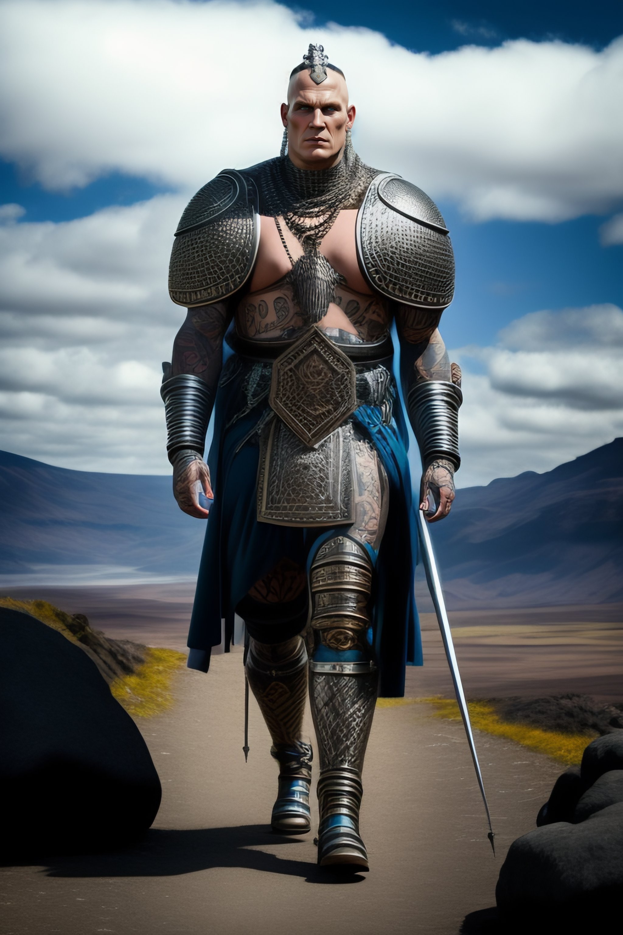 Lexica - Goliath man. 8ft. Tall. Heavily Tattooed. Face has heavy ...