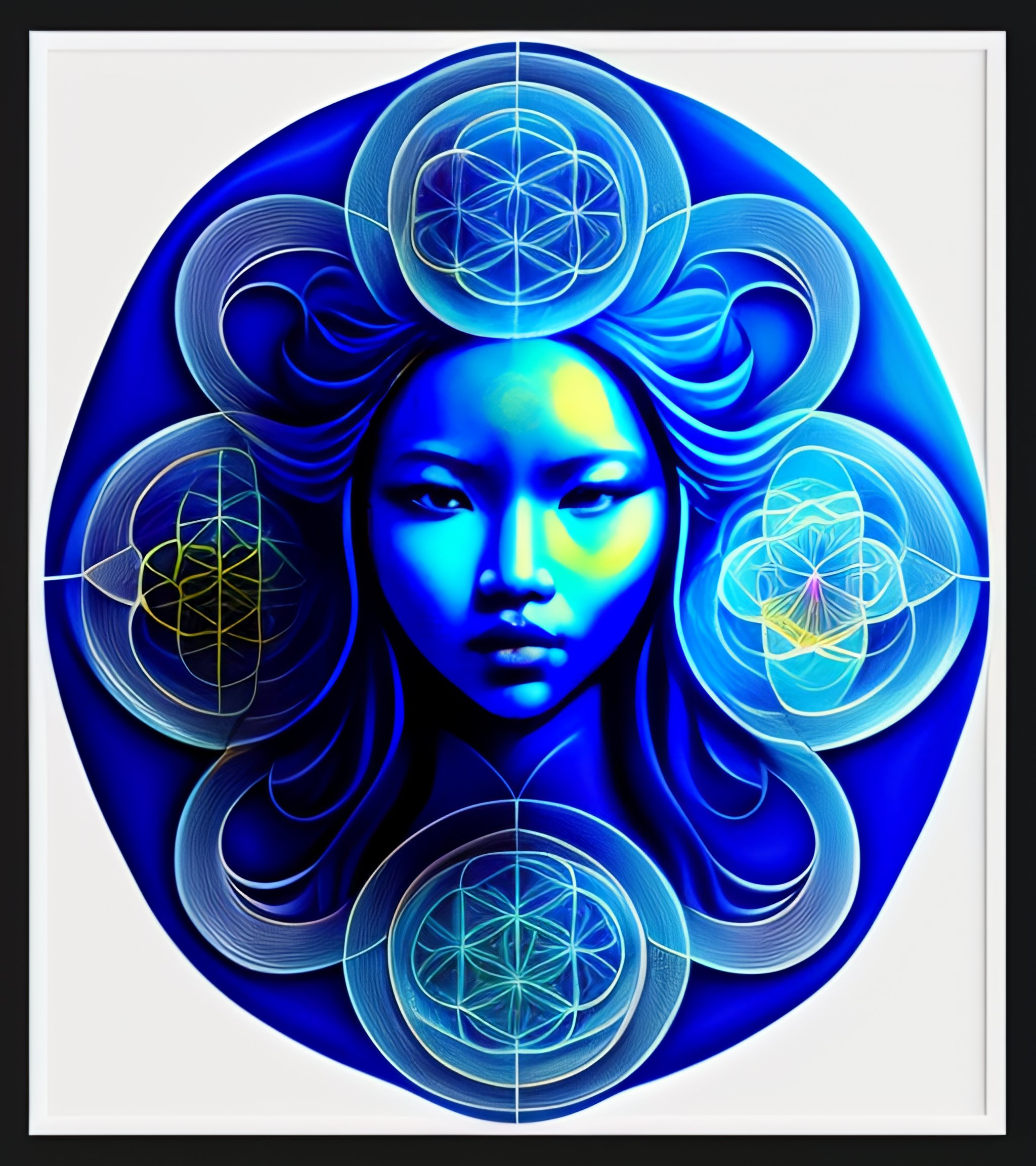 Lexica - 2d blue avatar humanoid drawing psychedelic, 2d flat, mandala ...